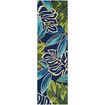 Bungalow Rose Jacelynn Floral Azure Forest Green Handmade Indoor ...