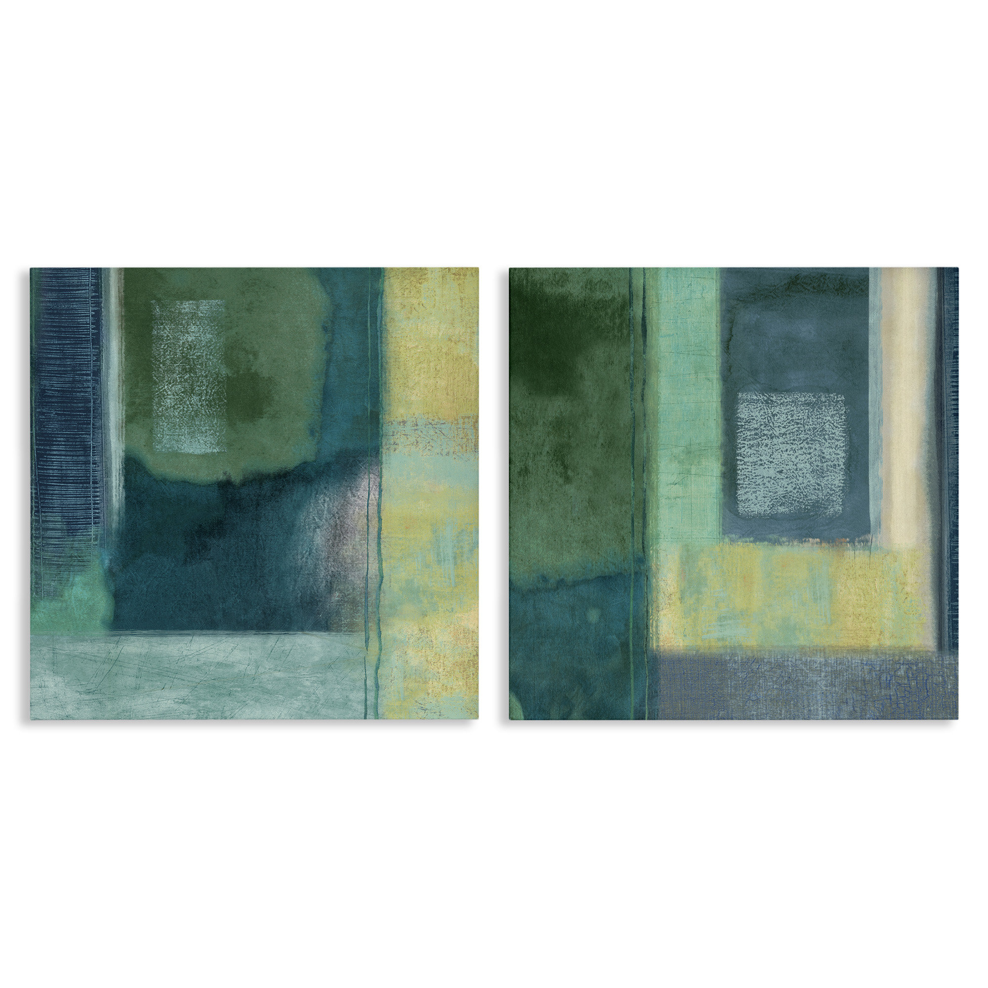 Orren Ellis Asymmetrical Soft Abstract Shapes Blue Green Yellow by ...
