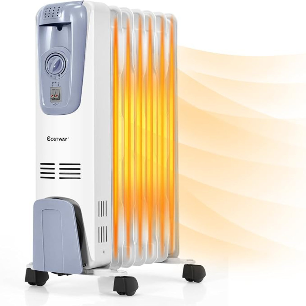 BUILTCO COSTWAY Oil Filled Radiator Heater, 1500W Portable Space Heater ...