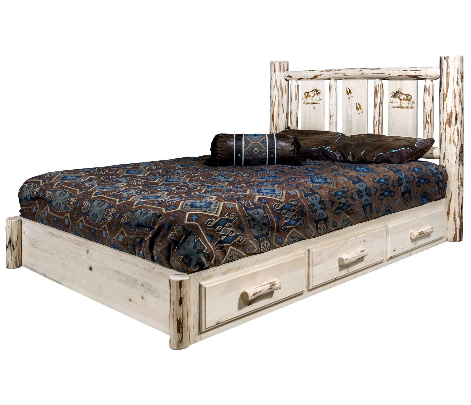 Millwood Pines Montana Collection Lodge Pole Pine Platform Storage Bed ...