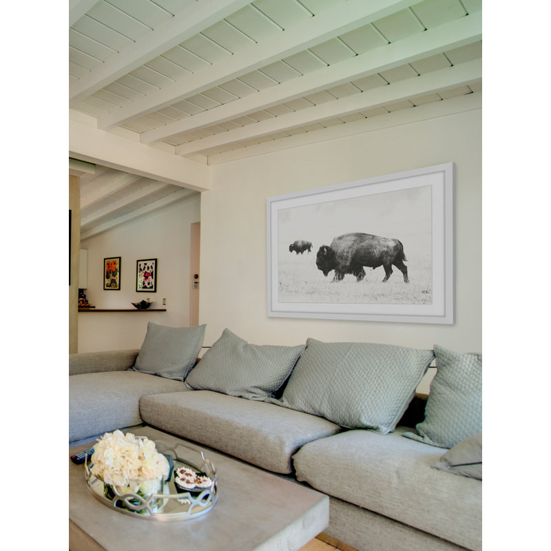 Union Rustic Buffalo Pair Framed On Paper Photograph & Reviews | Wayfair