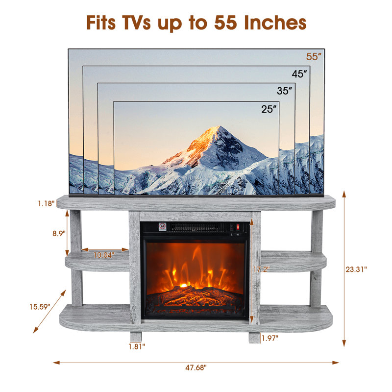 Latitude Run® 48" TV Stand With 18" Insert Electric Fireplace And Open ...
