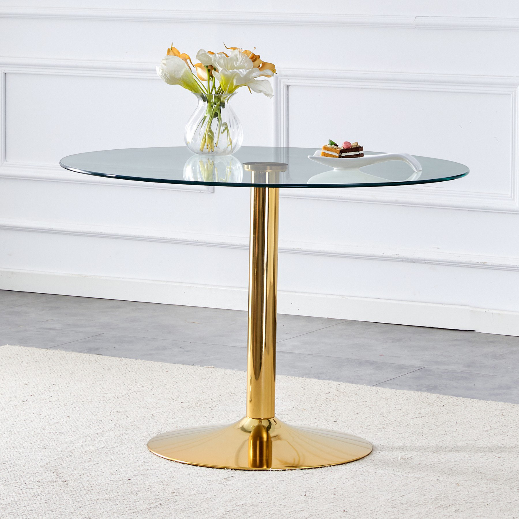 Mercer41 A 42-inch diameter glass top and a modern, minimalist round ...