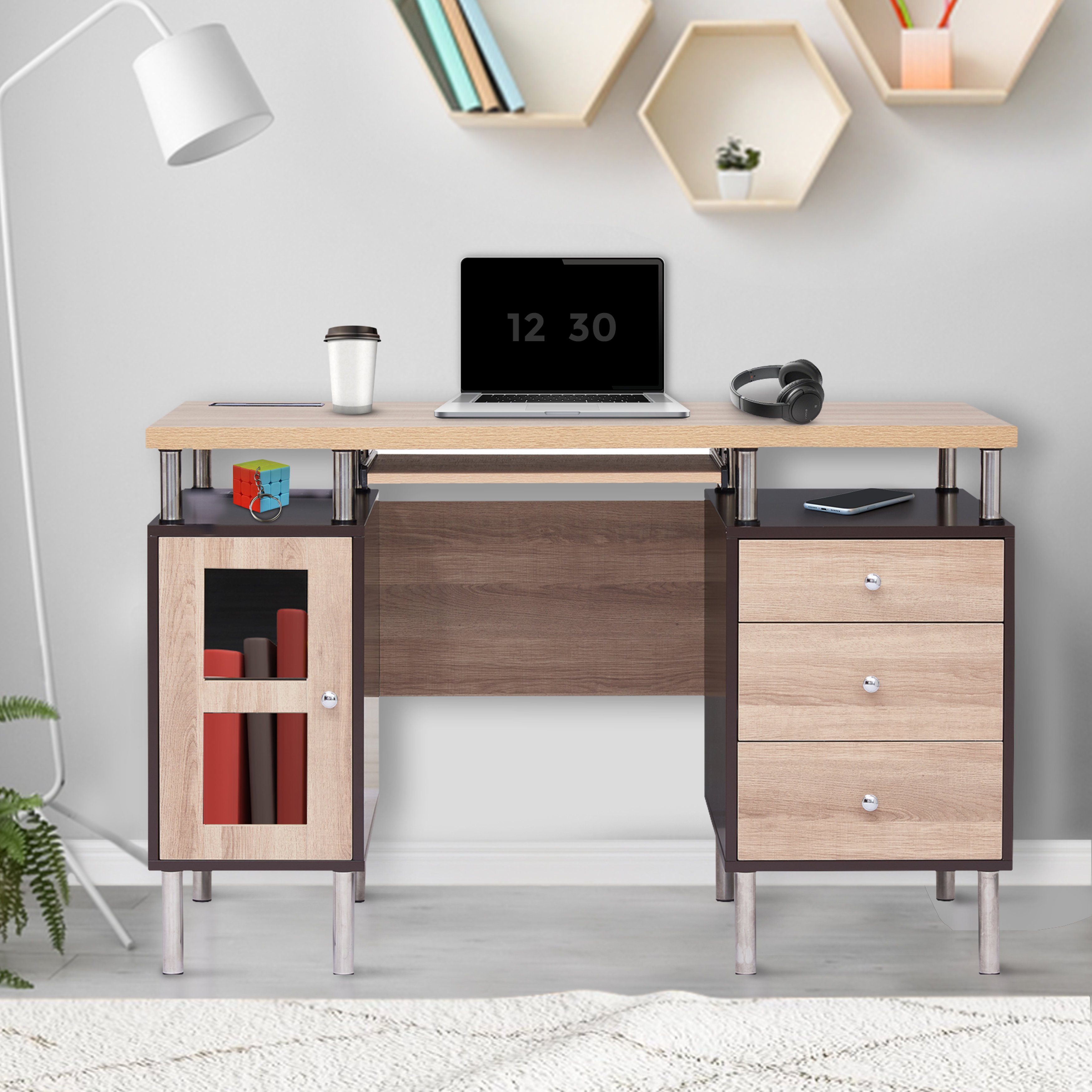 Ebern Designs Chinonye 47.2"W Computer Desk with 3-Drawer , Desk with ...