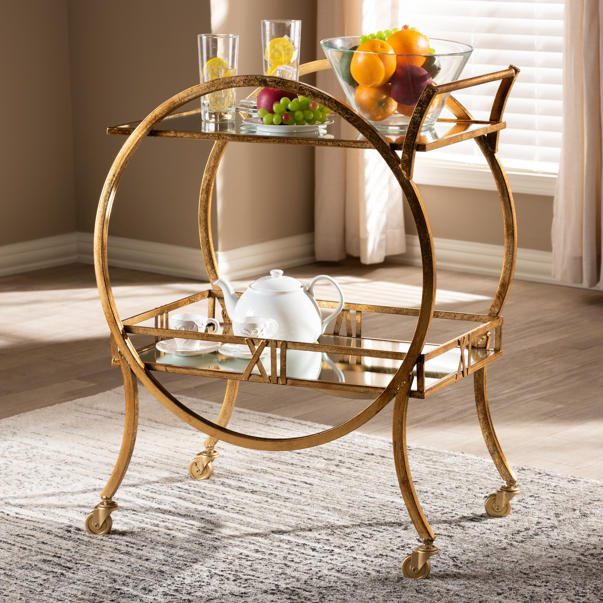 House of Hampton® Buchan 2-Tier Mobile Bar Cart & Reviews | Wayfair