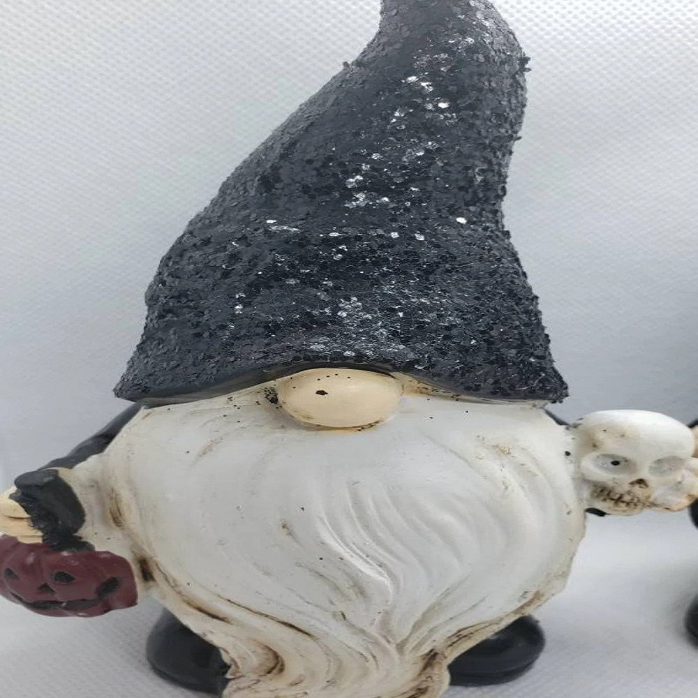 Arlmont & Co. Keenyn Halloween Gnomes with Skull Pumpkin Garden Statue ...