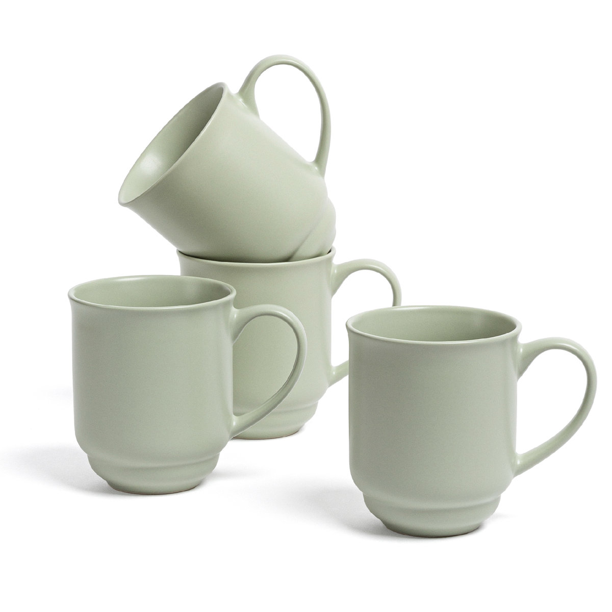 over&back Rimmed 16oz Semi-Matte Hand-Finished Stoneware Mugs, Set of 4 ...