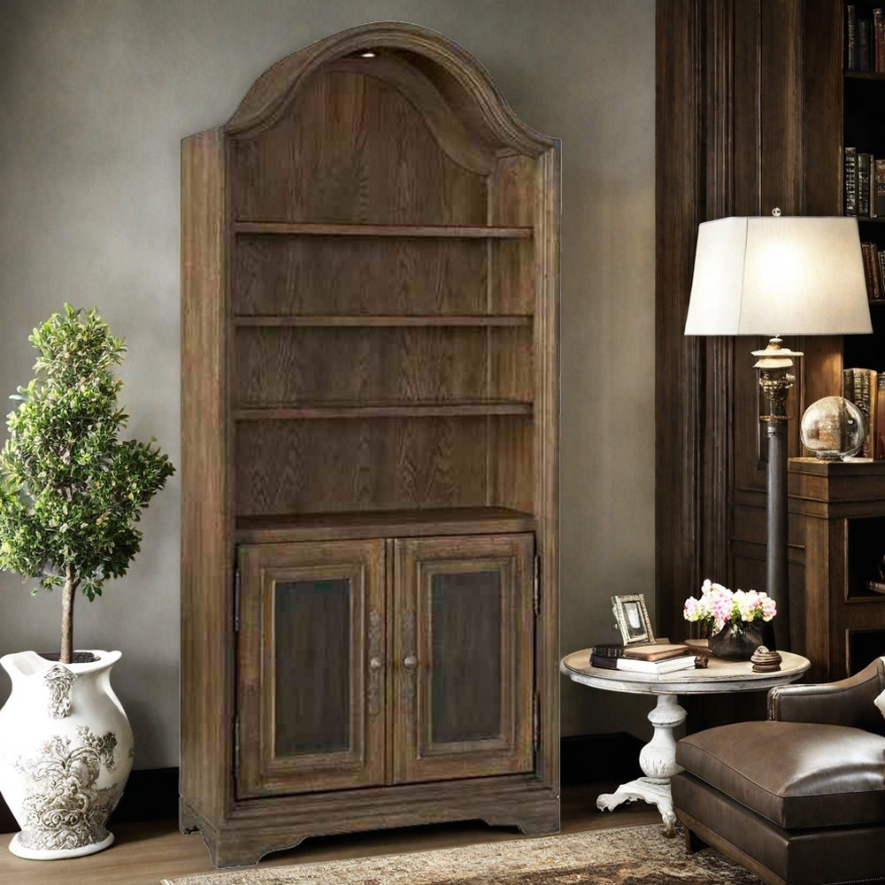 NICECABINET Simple Circular Arc Distressing Wooden Bookcase | Wayfair