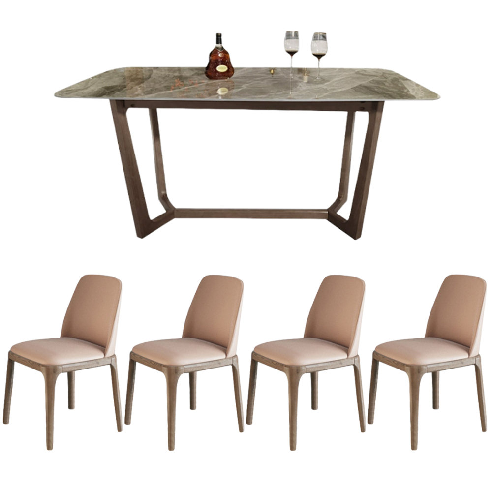 A Zoetic Home Modern Simple Bright Rock Slab Dining Table Set | Wayfair
