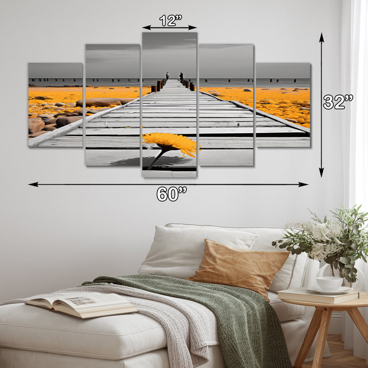 Highland Dunes " Beach Pier Perspective Black X " 5 - Pieces on Canvas ...