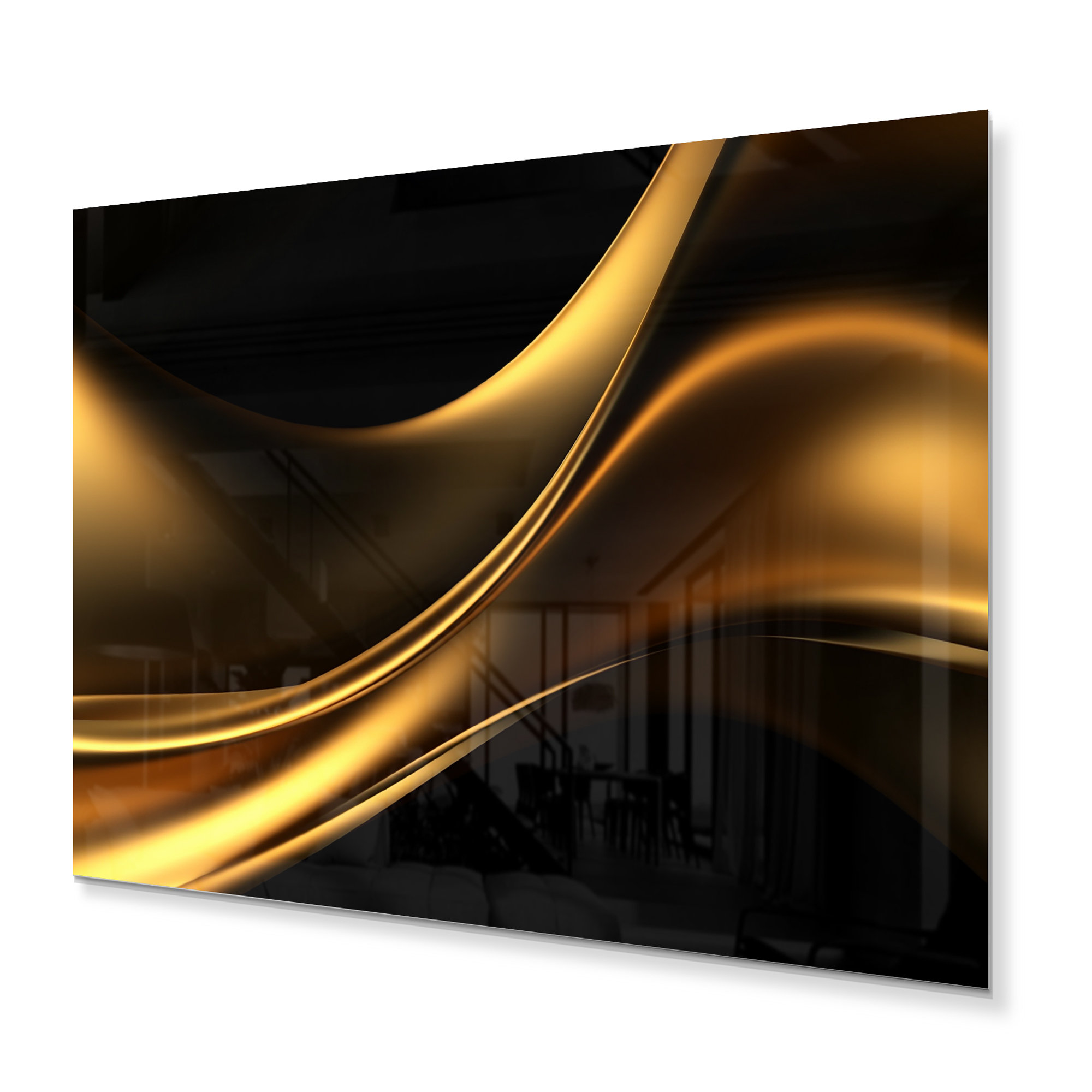 Ivy Bronx Gold Black Surreal Tides II - Print on Metal | Wayfair