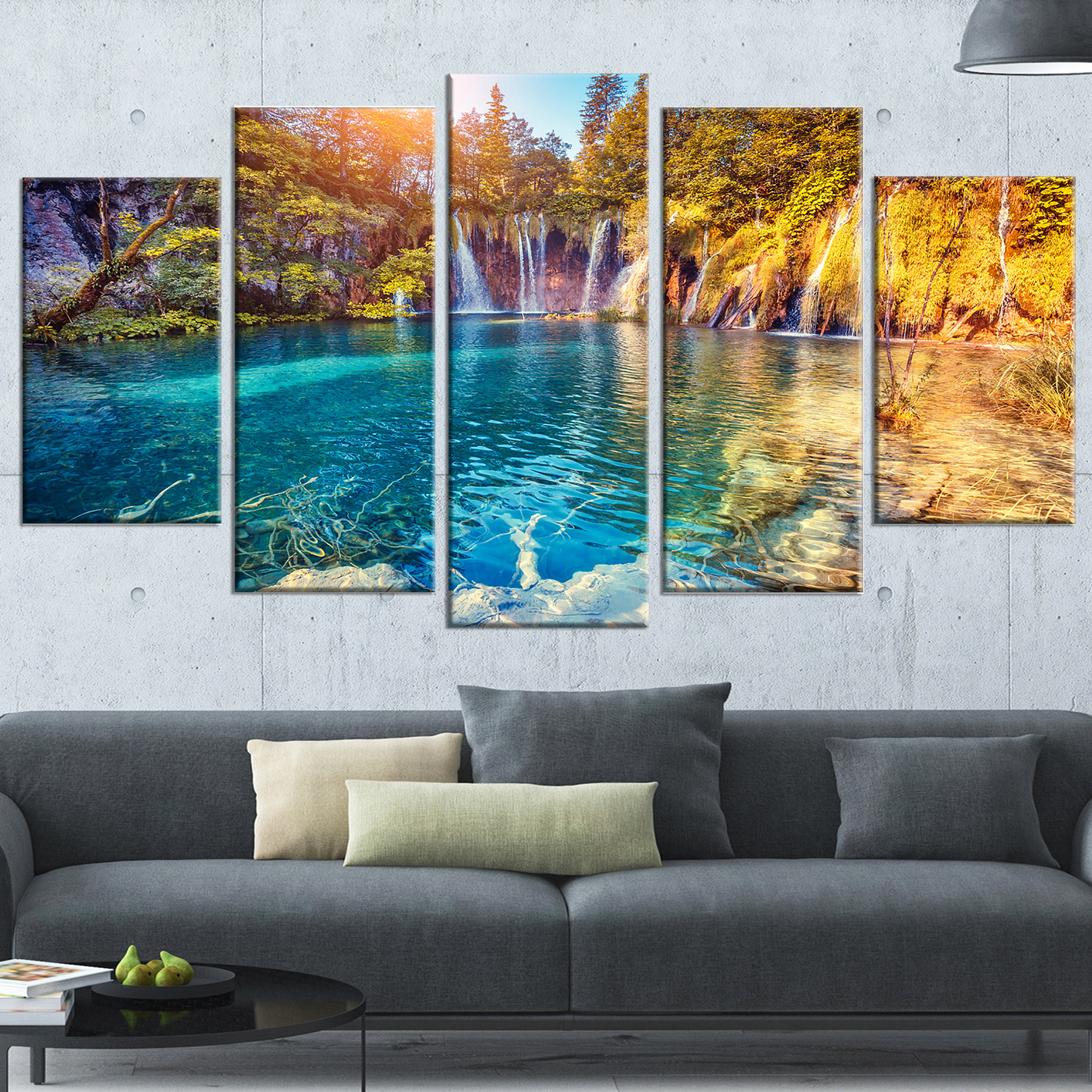 Design Art 'Turquoise Water and Sunny Beams' 5 Piece Wall Art on ...