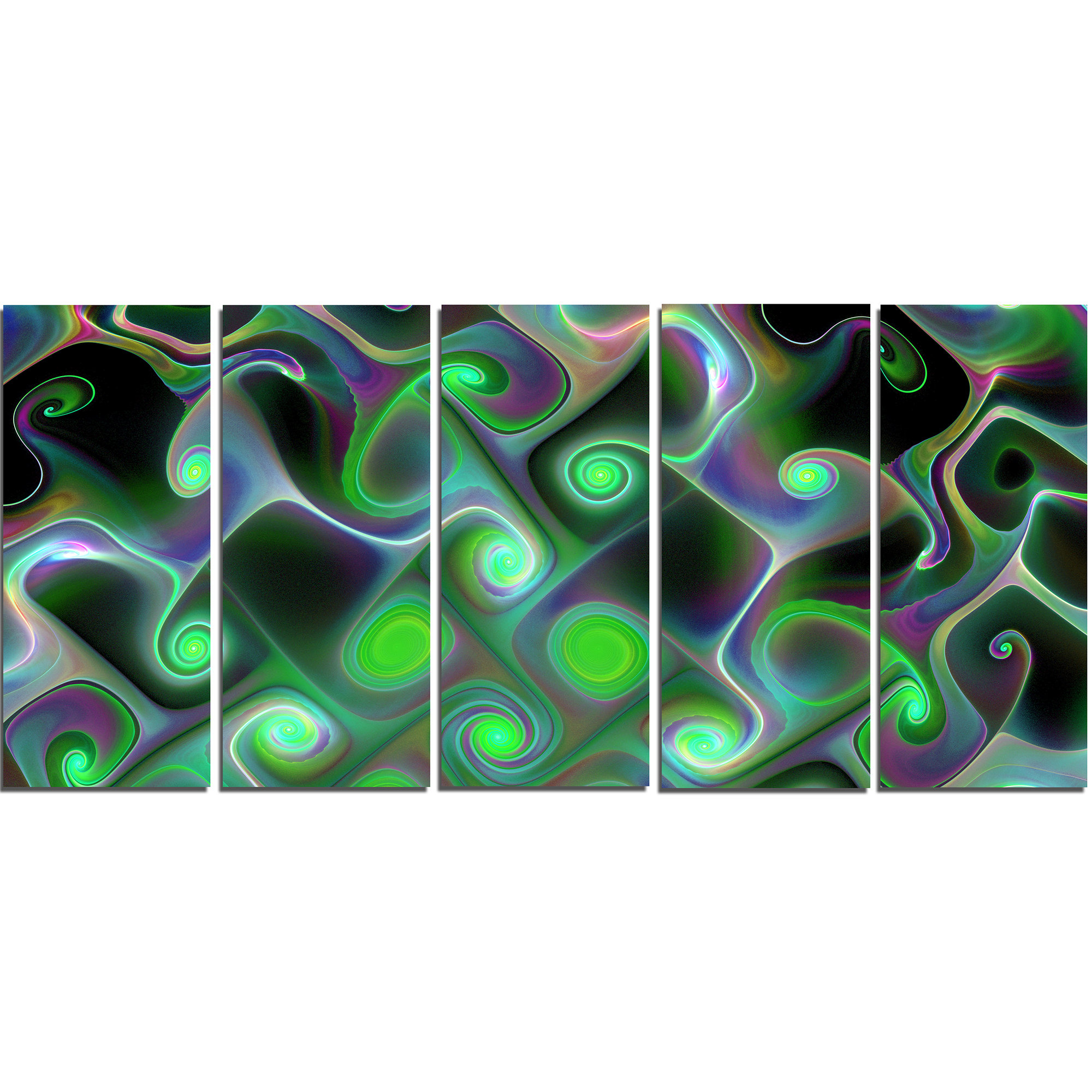 Design Art 'Dark Green Fractal Swirls' Graphic Art Print Multi-Piece ...