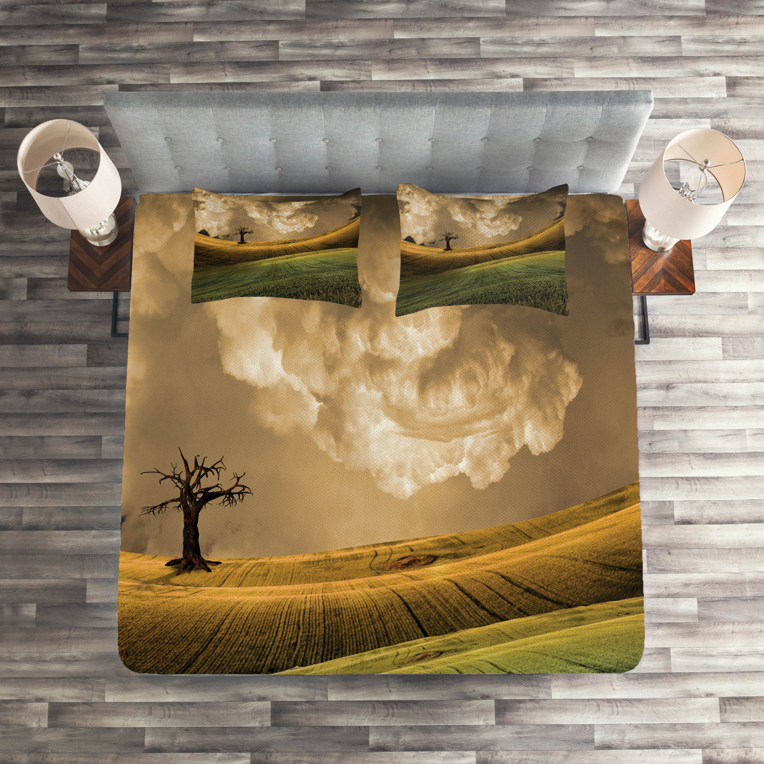 Ambesonne Brown Microfiber Farmhouse / Country Coverlet / Bedspread Set ...