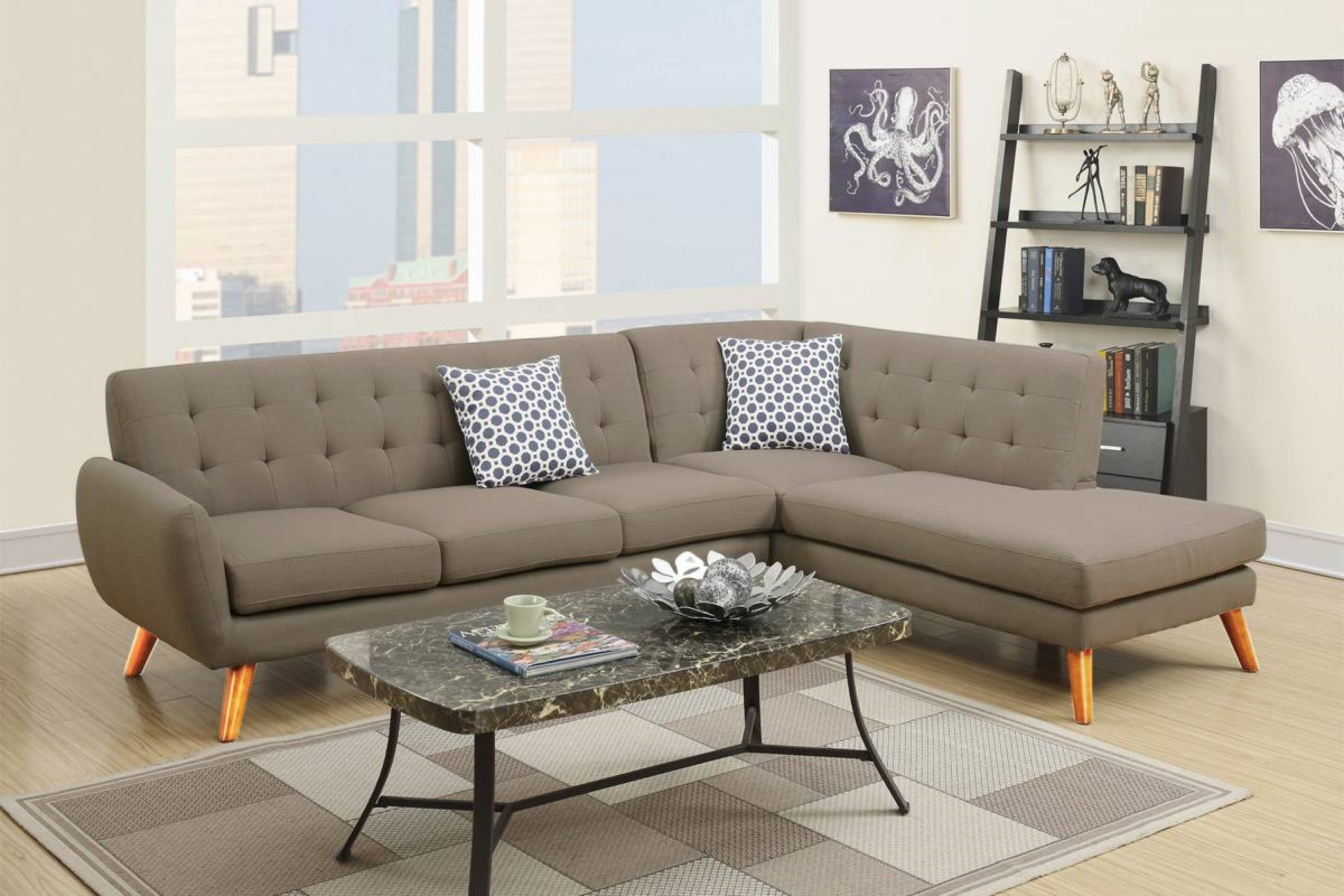 Corrigan Studio® Jakelyn Linen Right Hand Facing Modular Sofa & Chaise ...