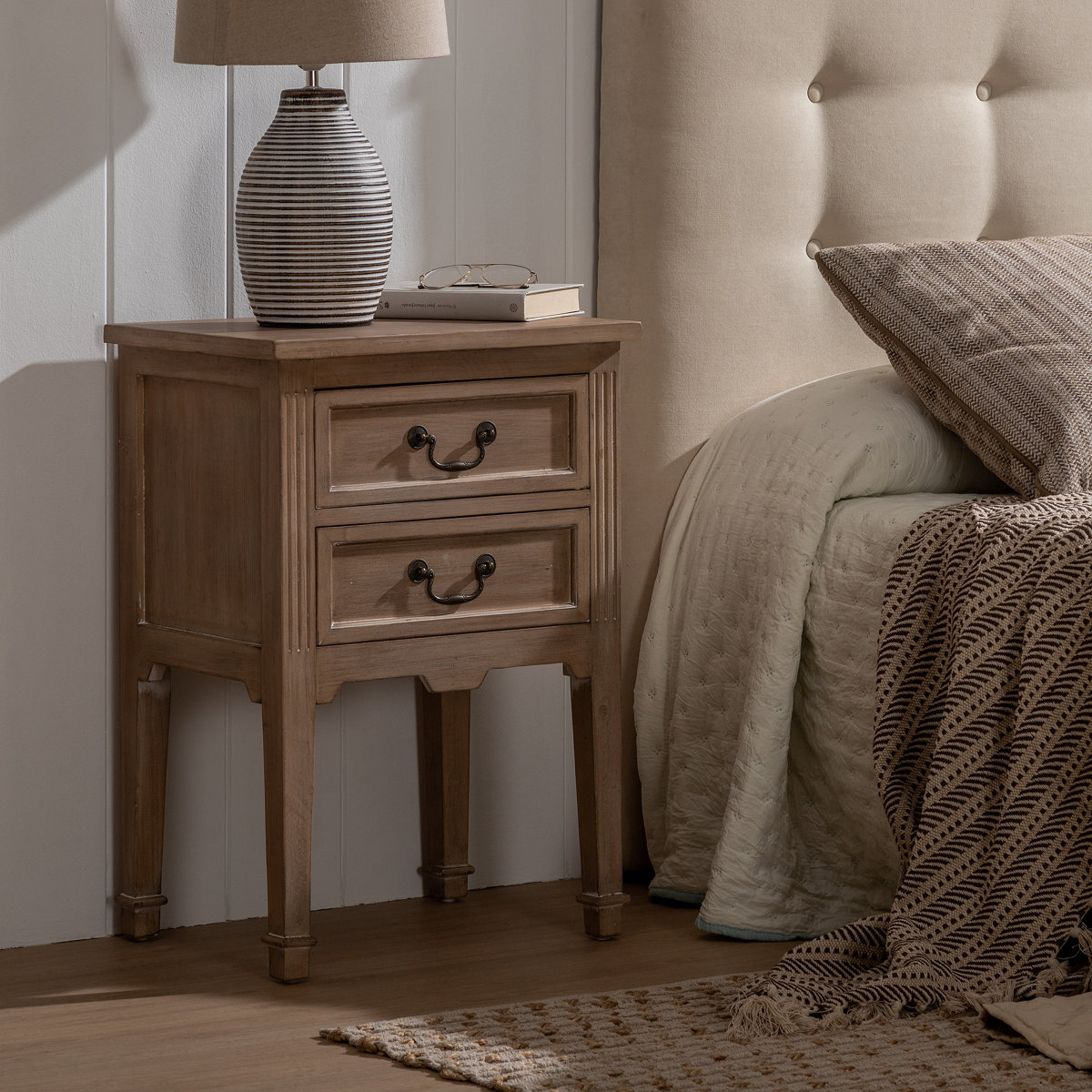 Lily Manor Scribner Solid Wood Bedside Table | Wayfair.co.uk