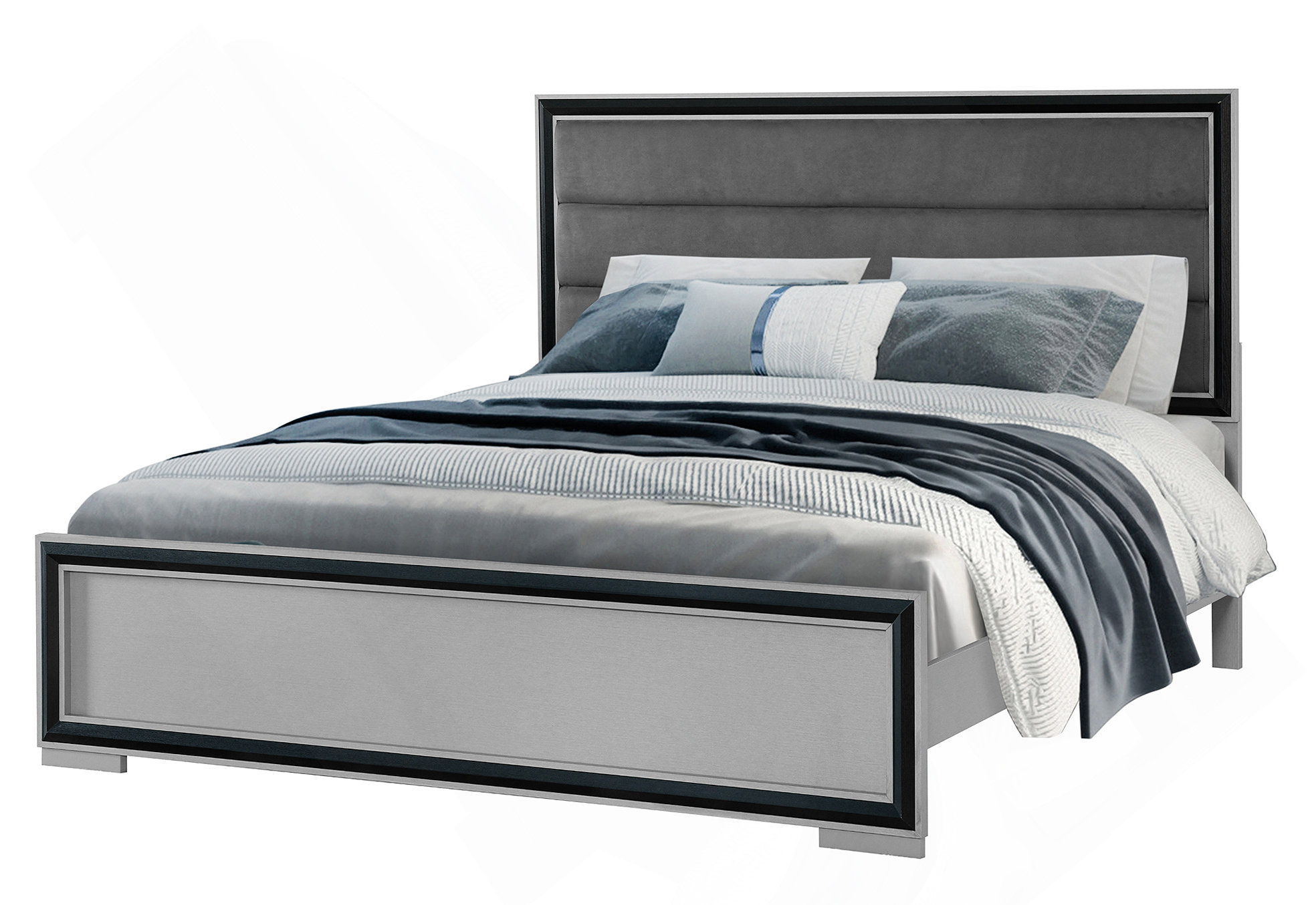 Ebern Designs Adelaide Grey Black Full Bed W/Led | Wayfair