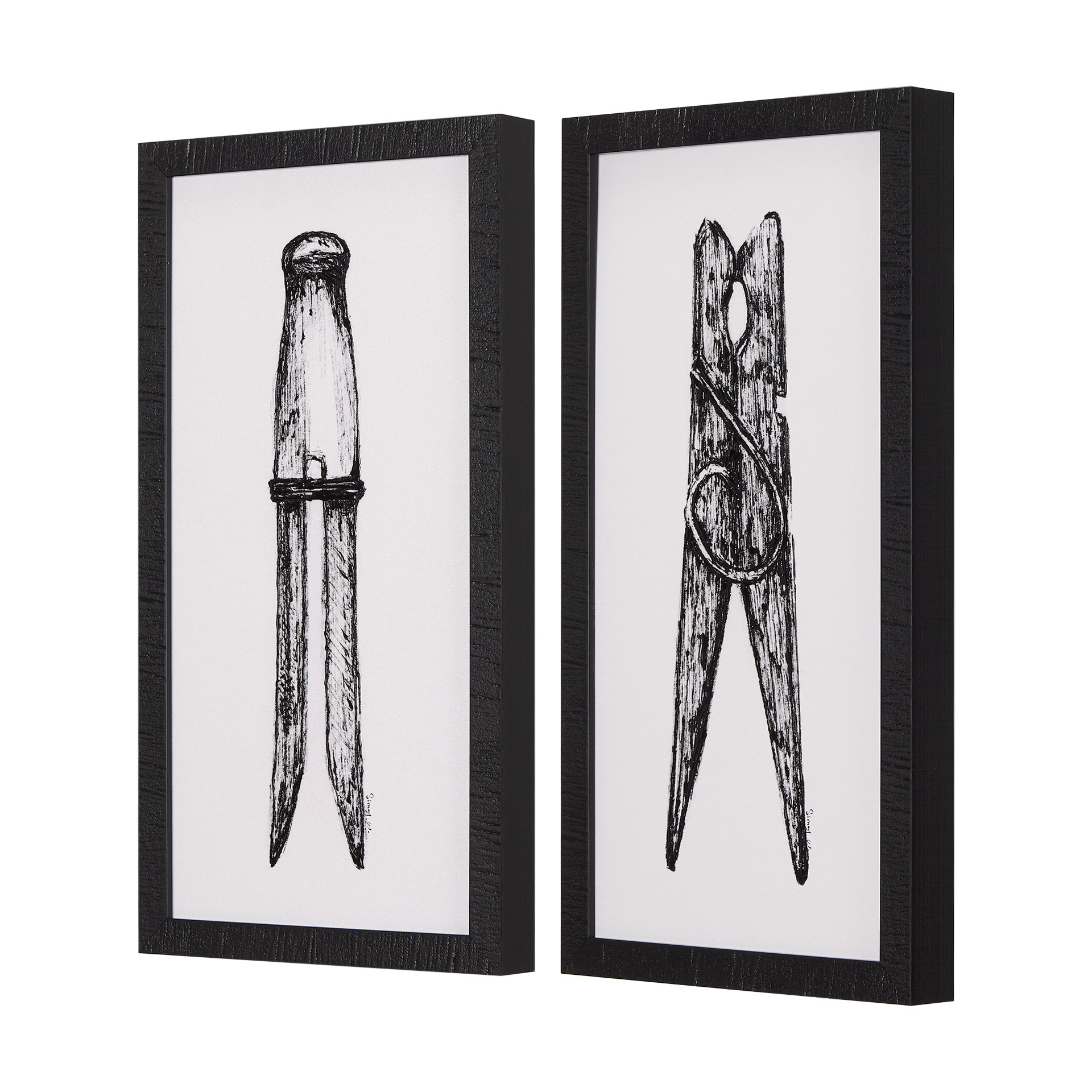 Red Barrel Studio® Vintage Clothes Peg (Set Of 2) Framed On Paper 2 ...