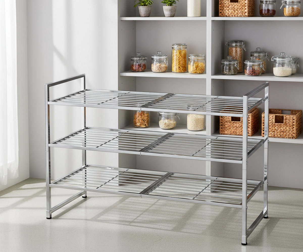 Ivy Bronx Silver Three-Tier Stackable Shoe Rack Storage Rack - Wayfair ...