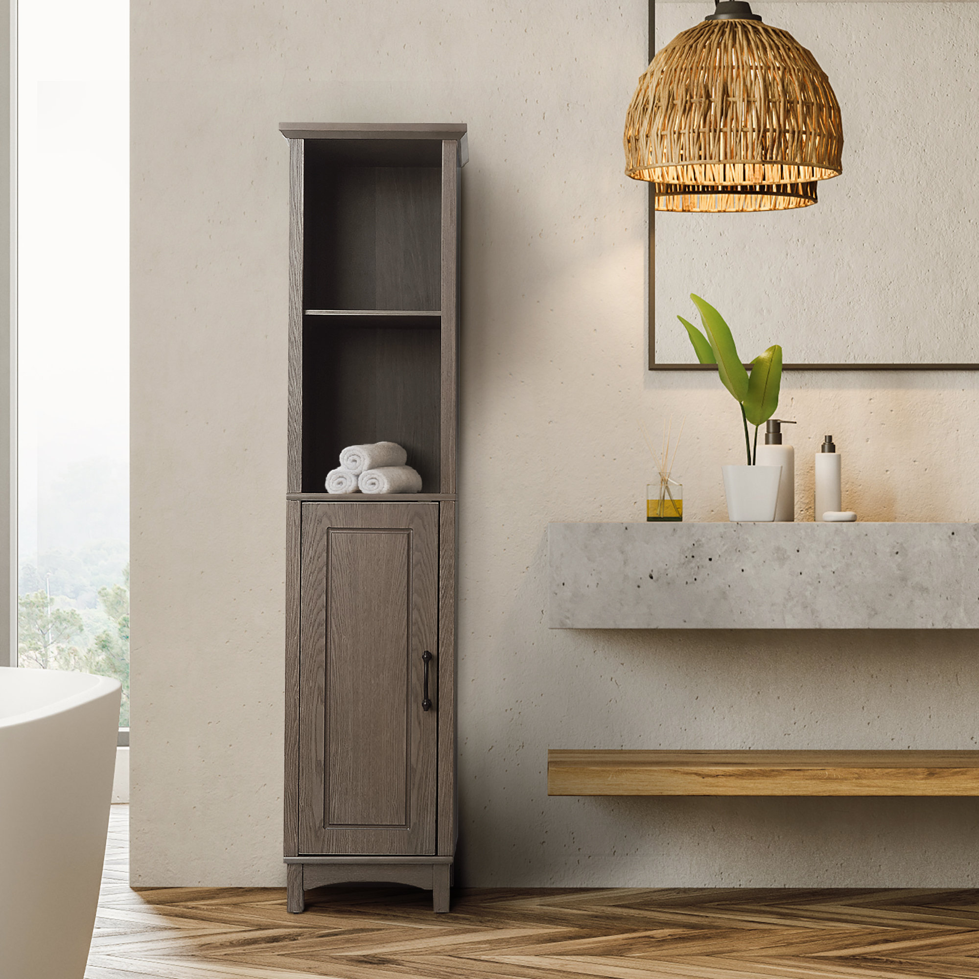 Gracie Oaks Kuwan Modern Multifunctional Bathroom Storage Cabinet with ...