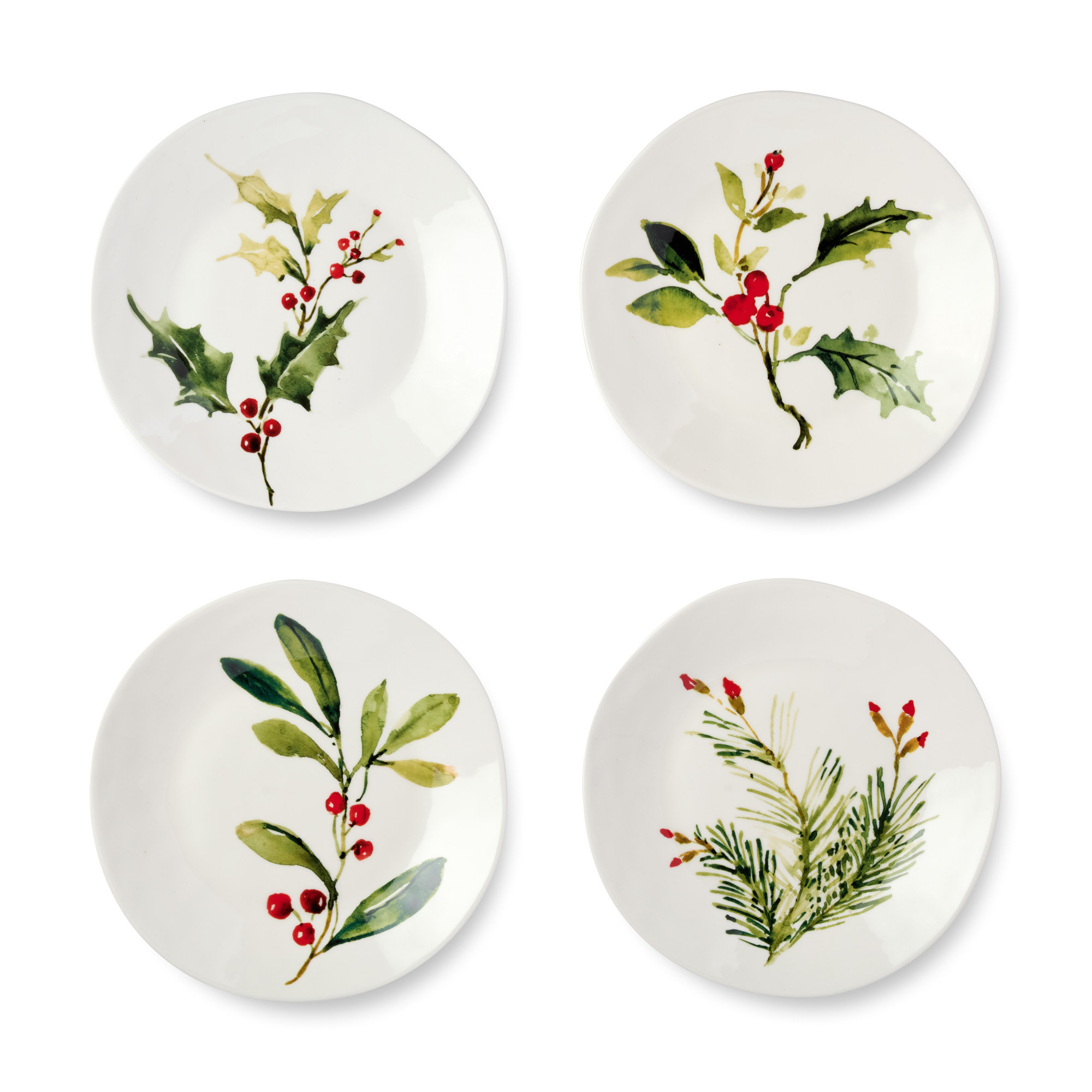 Certified International Holly and Vines Dessert Plates Set of 4, 9-Inch ...