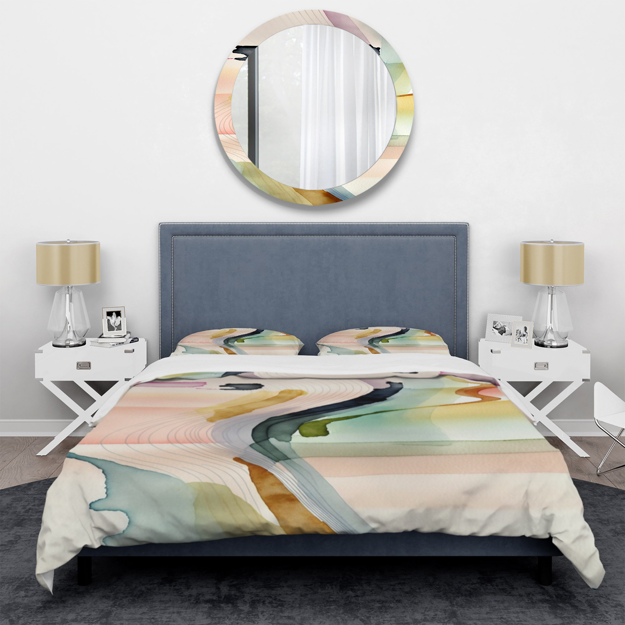 Design Art Multi-Colour Abstract Waves III BeddingMicrofiber ...
