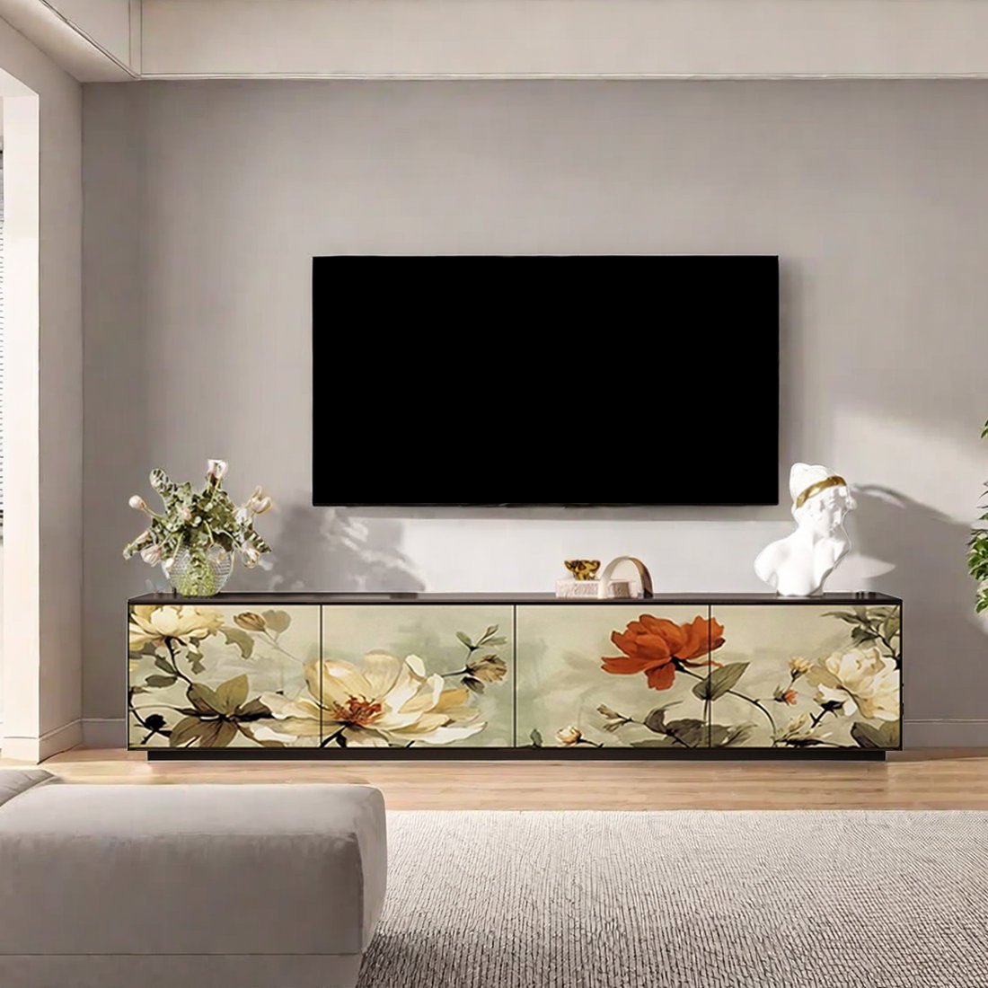 Aurora Craft Ash Wood TV Stand With Enclosed Bottom Design 70.86 ...