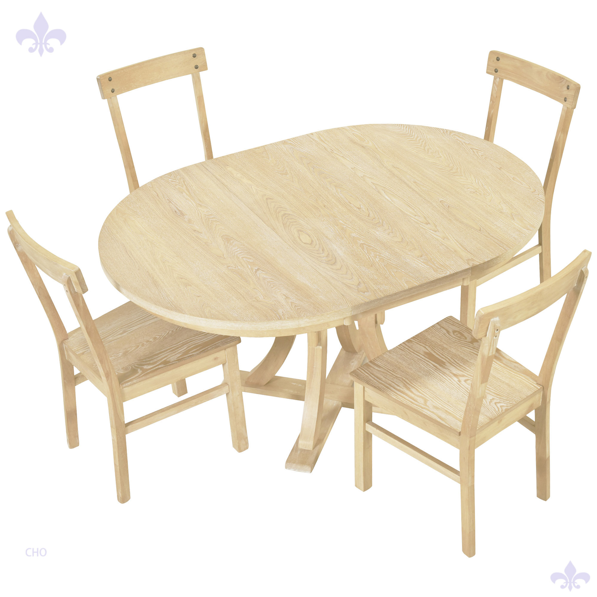 Lark Manor 5-Piece Rustic Round Pedestal Extendable Dining Table Set ...