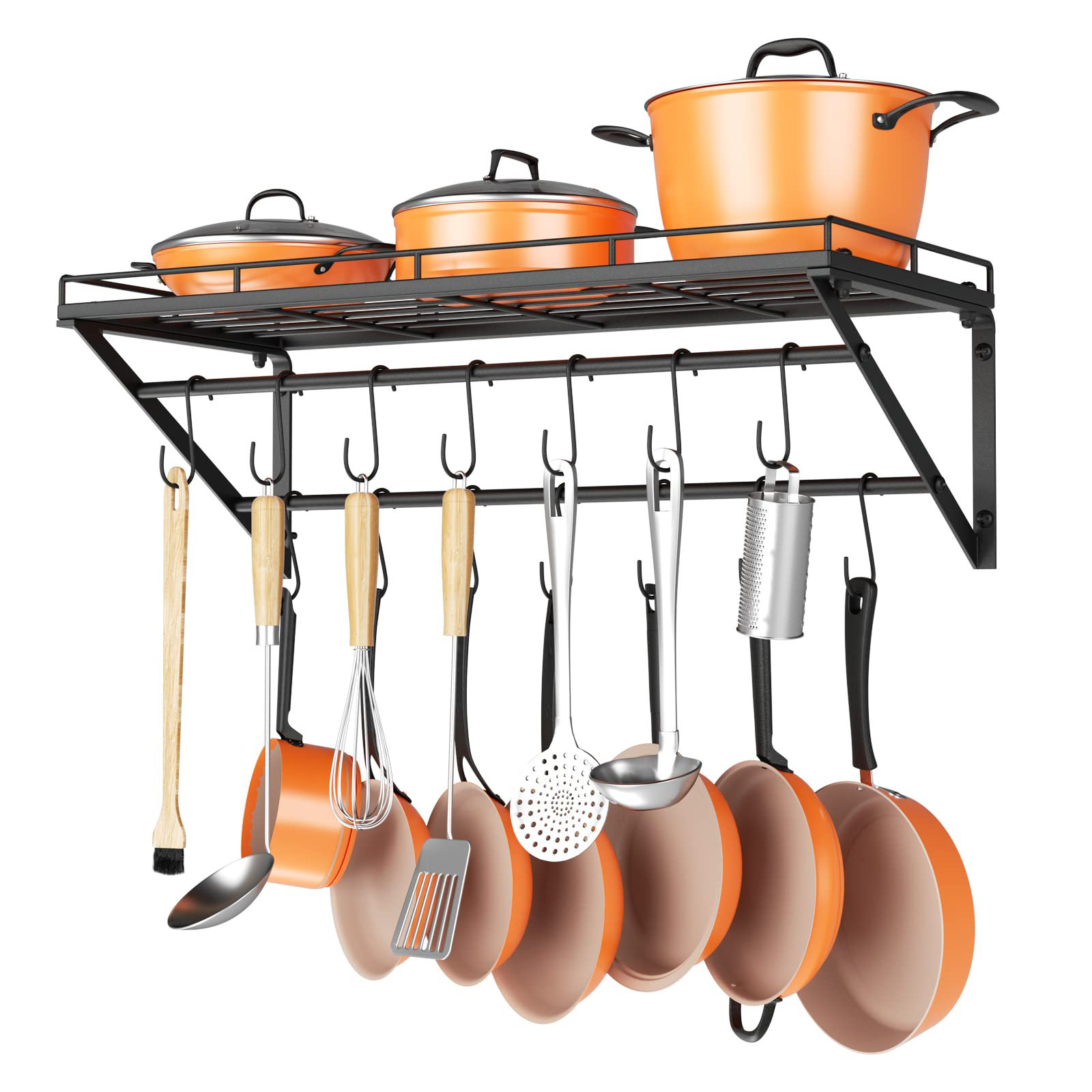 Prep & Savour Metal Rectangle Wall Mounted Pot Rack | Wayfair