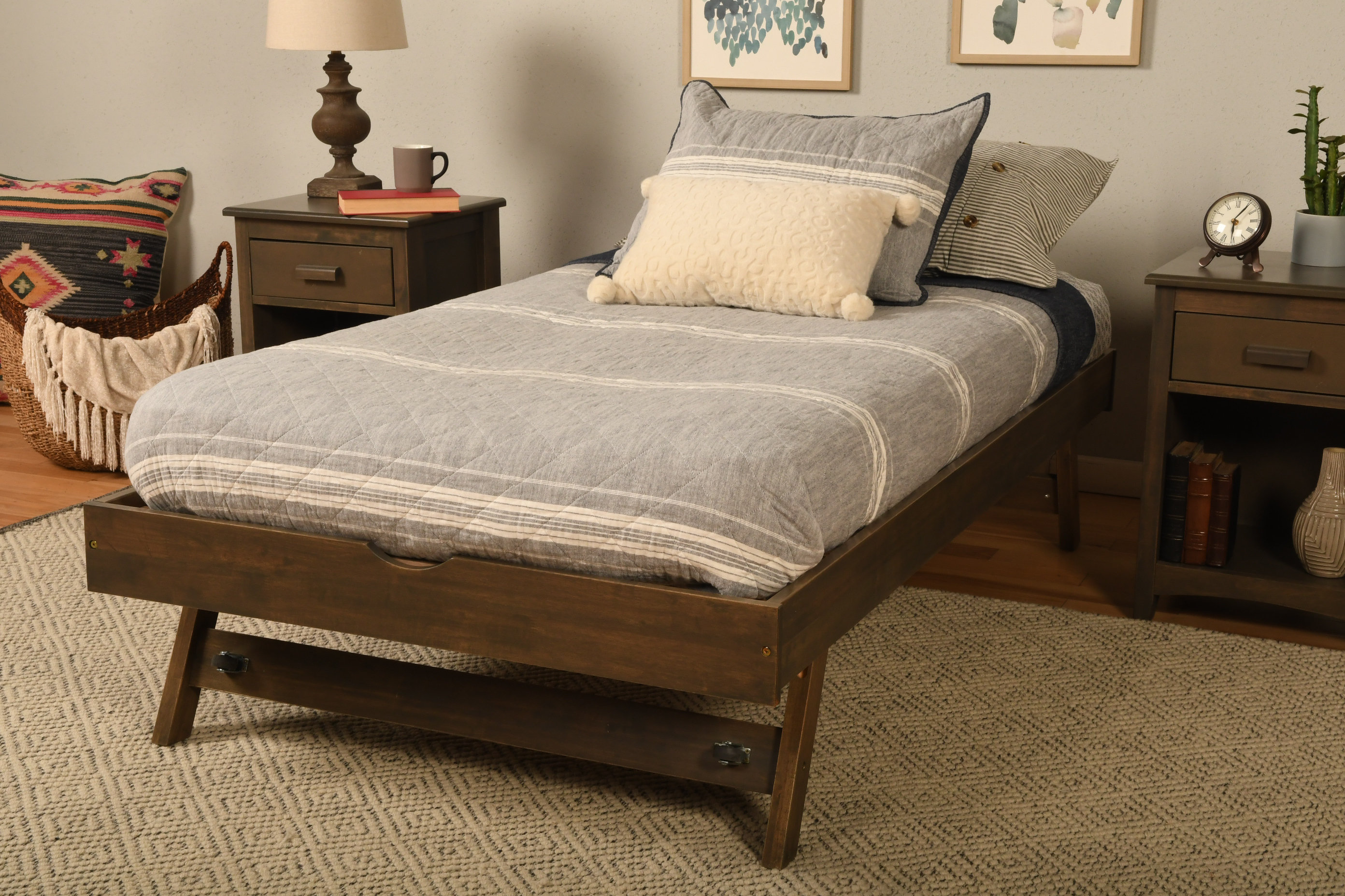 Lark Manor™ Alhamdi Solid Wood Pop Up Bed with Mattress & Reviews | Wayfair
