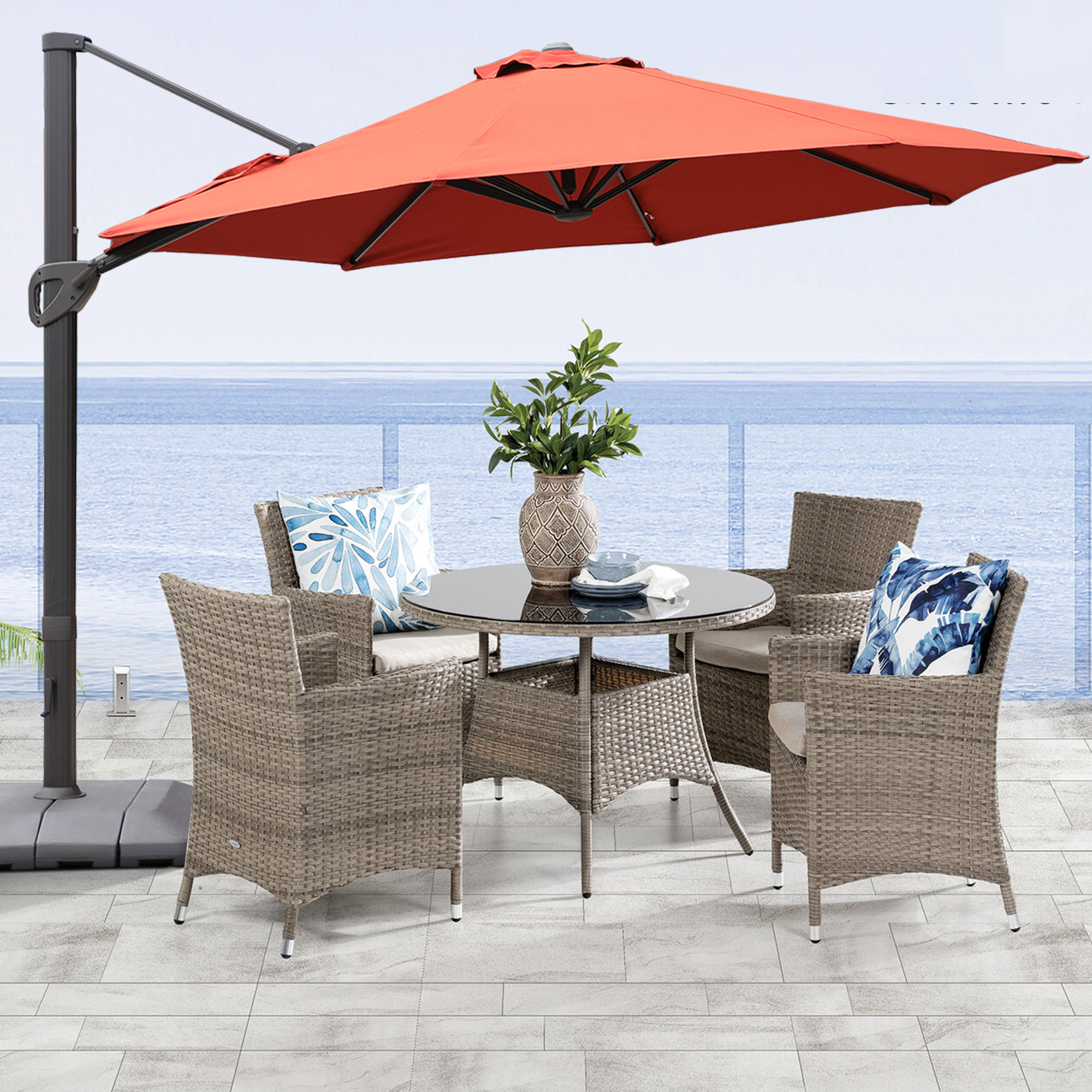 Ebern Designs Isan 11 ft Outdoor Patio Umbrella with Base - Wayfair Canada