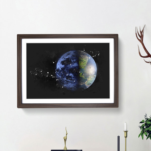 East Urban Home Blue Planet Earth - Picture Frame Painting Print ...
