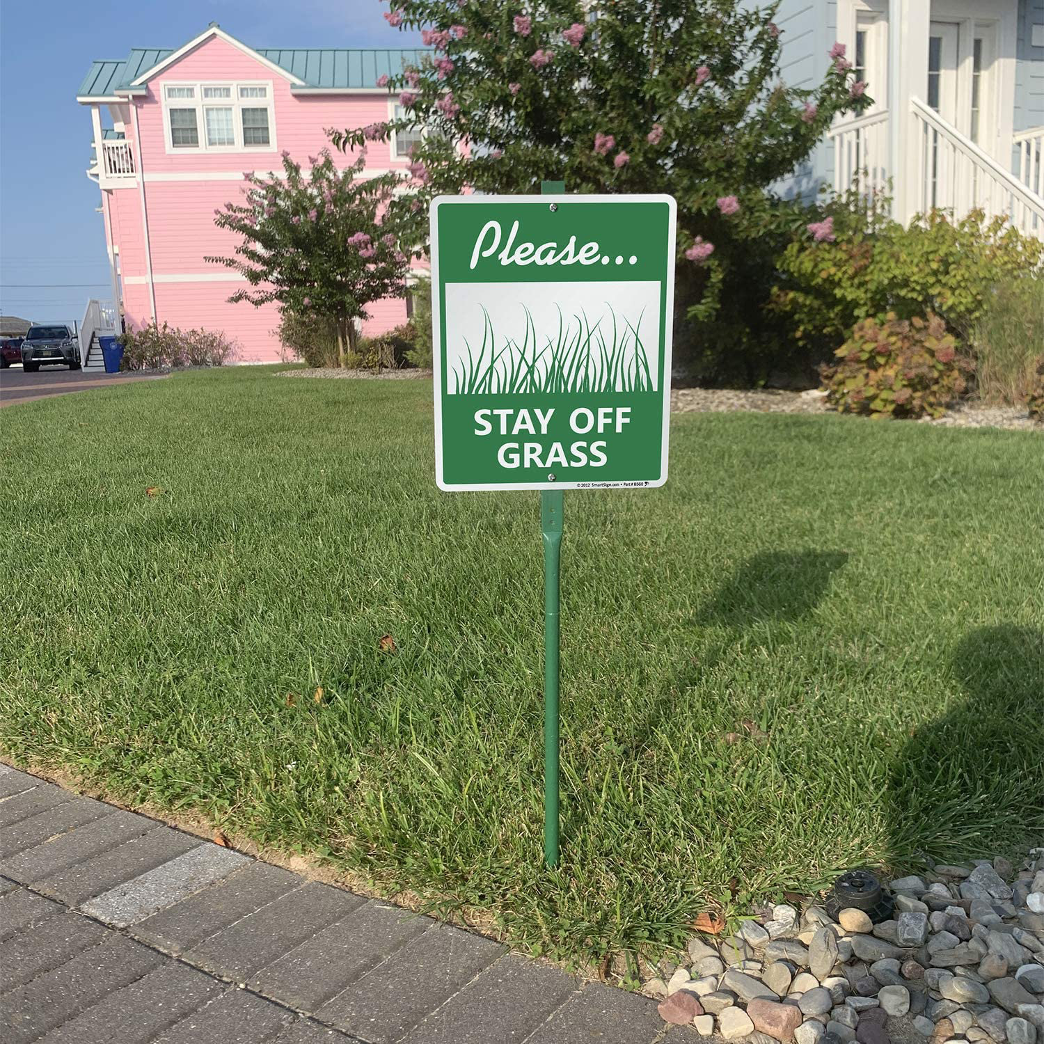 SmartSign Please Stay Off Grass Aluminum Lawnboss Sign With 3Ft Stake ...