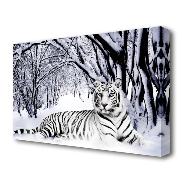 East Urban Home White Tiger In The Snow Wild Life - Wrapped Canvas ...