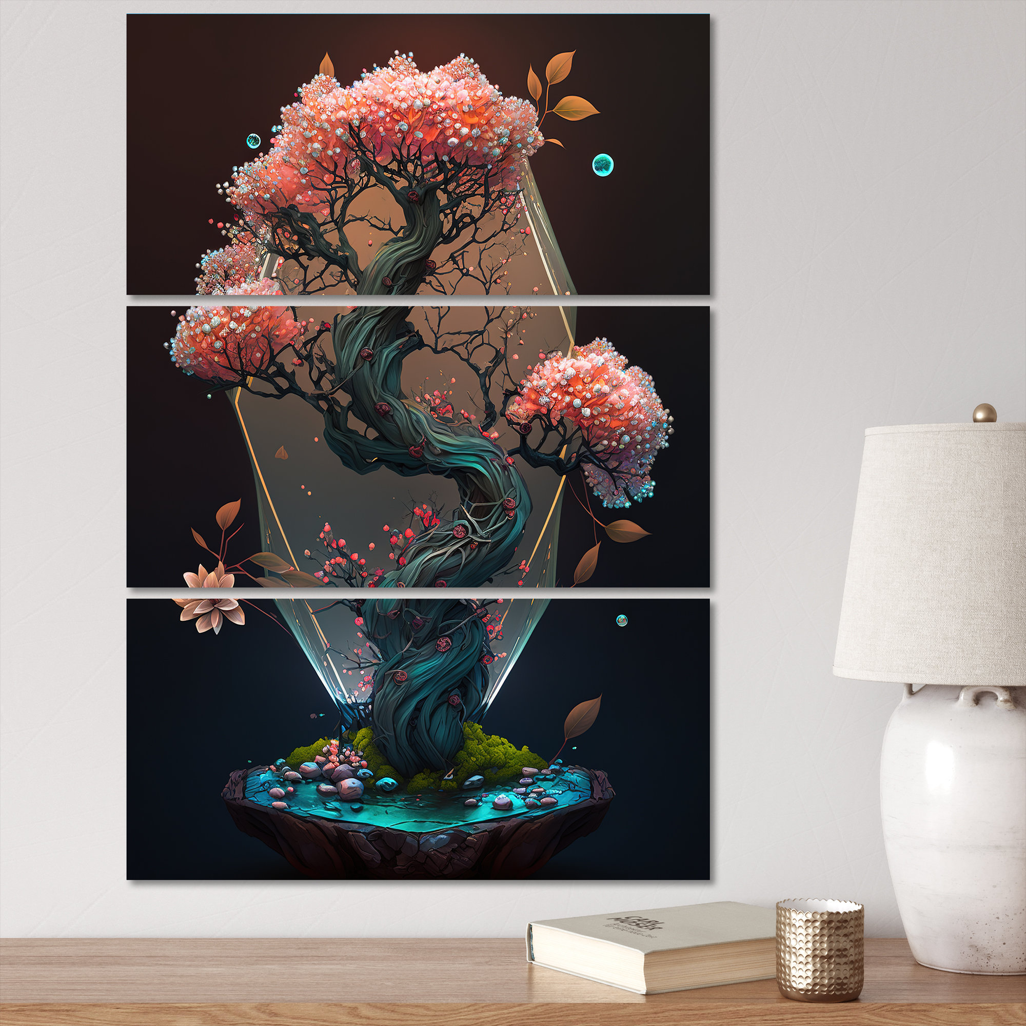Wildon Home® Hewes Hexagon Bonsai Tree V - 3 Piece Wrapped Canvas Print ...
