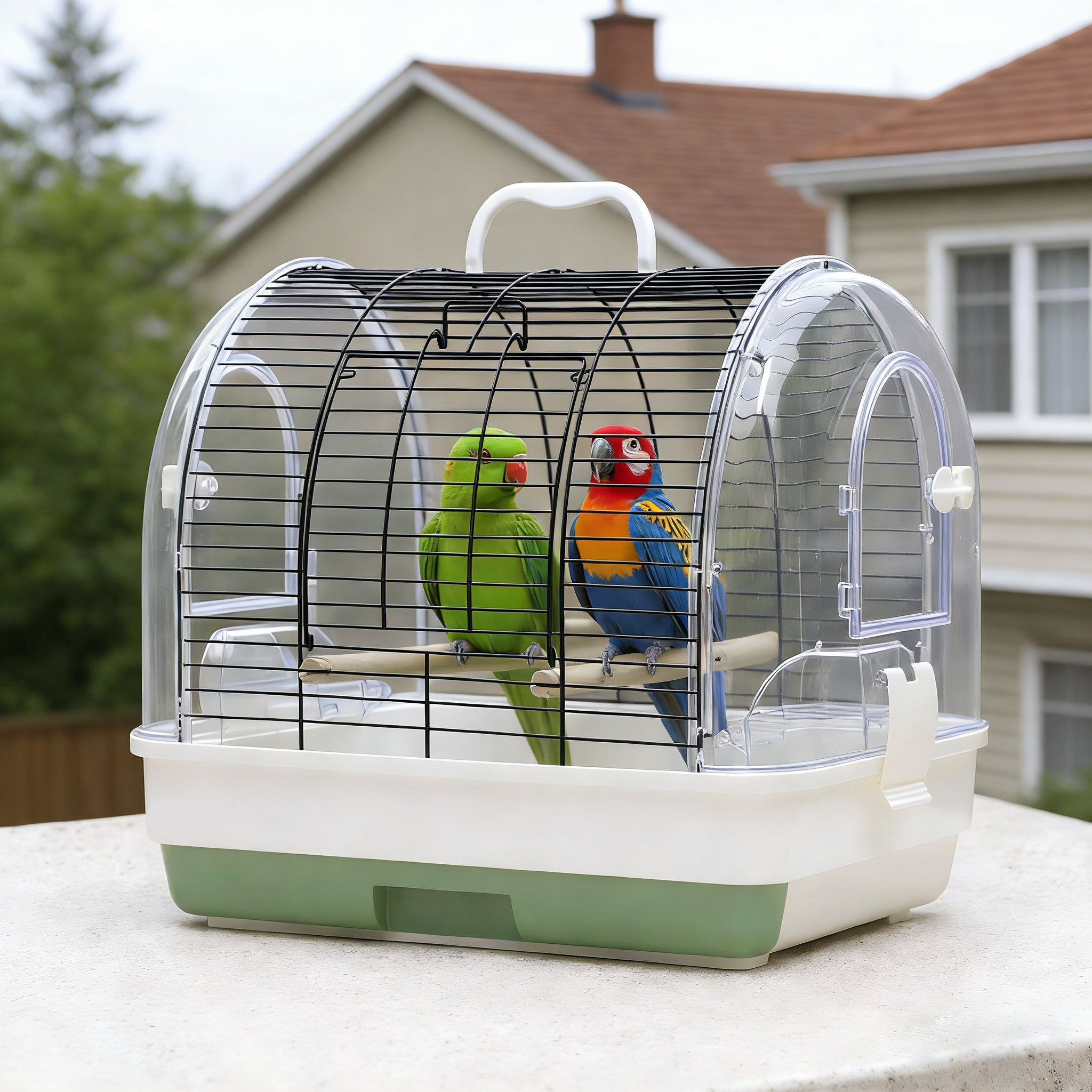 Wrought Studio™ Travel Bird Cage Carrier, Portable Travel Box with 2 ...