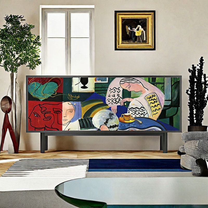 Vivid Space Creation Abstract Art Design Decorated Sideboard Cabinet ...