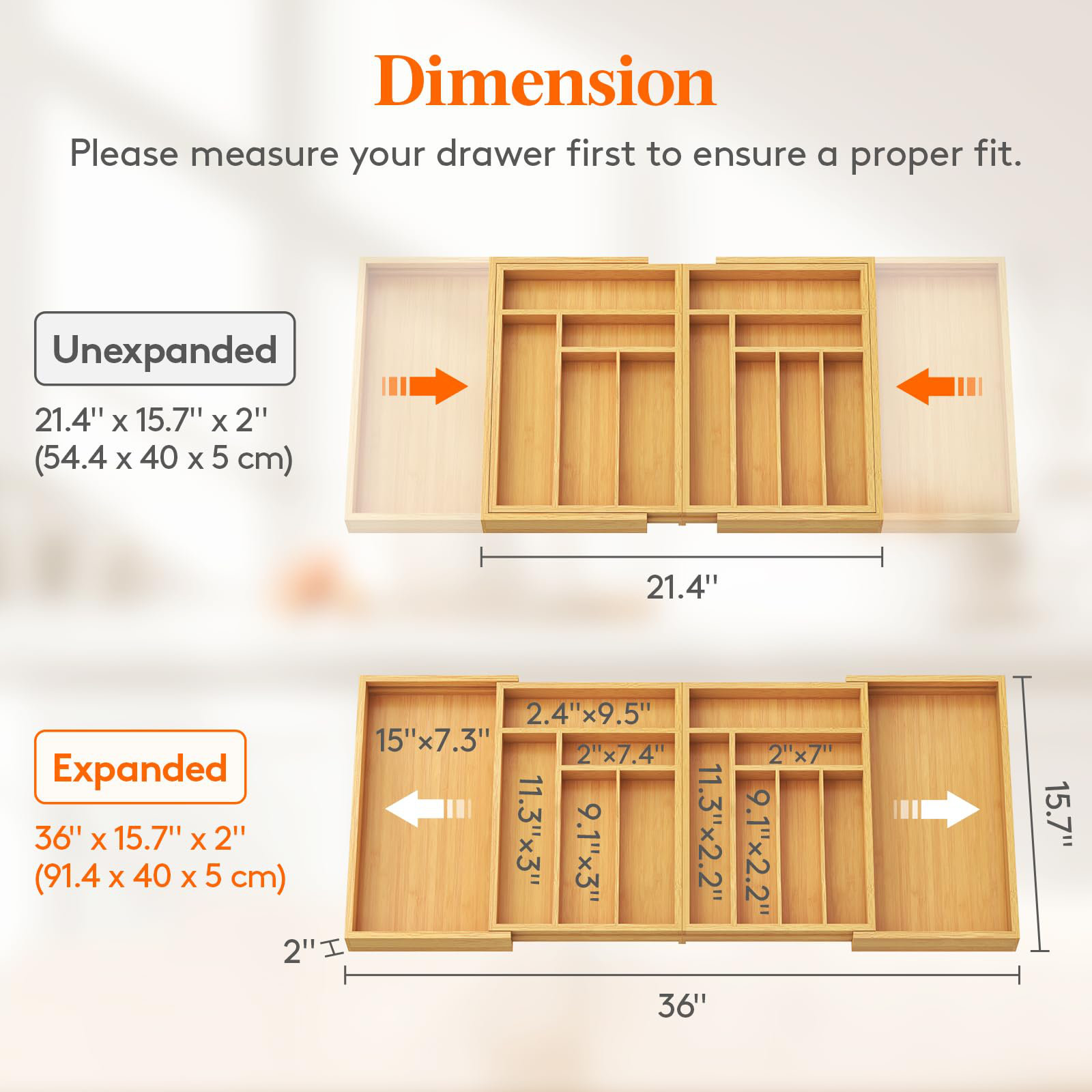 Prep & Savour Large Silverware Drawer Organizer, Expandable 21.4 To 36 ...