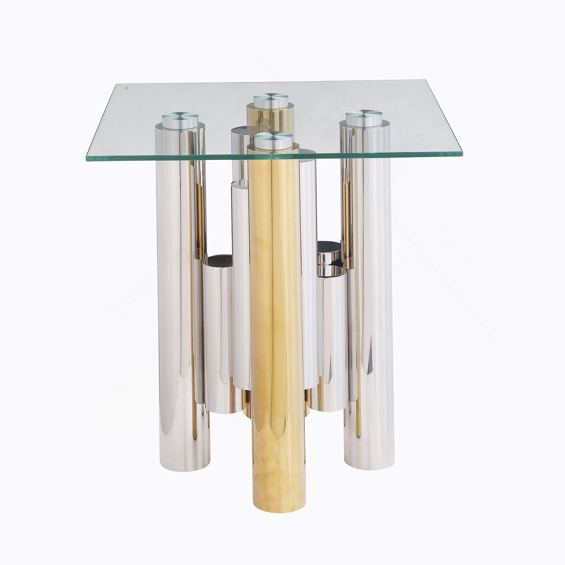 Everly Quinn Stainless Steel Square Glass End Table for Living Room ...