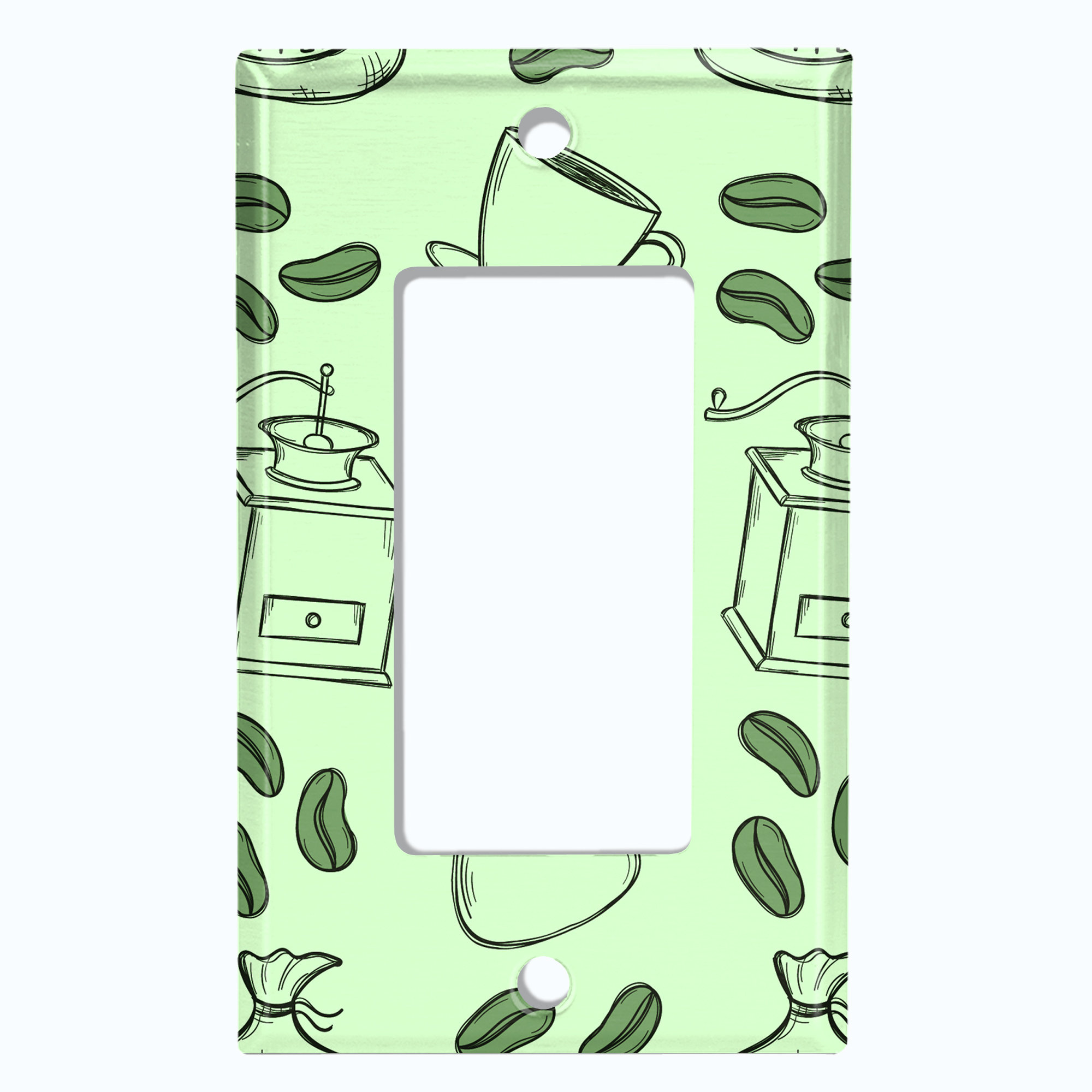 WorldAcc Coffee Cup Beans Press Green 1-Gang Rocker Wall Plate | Wayfair