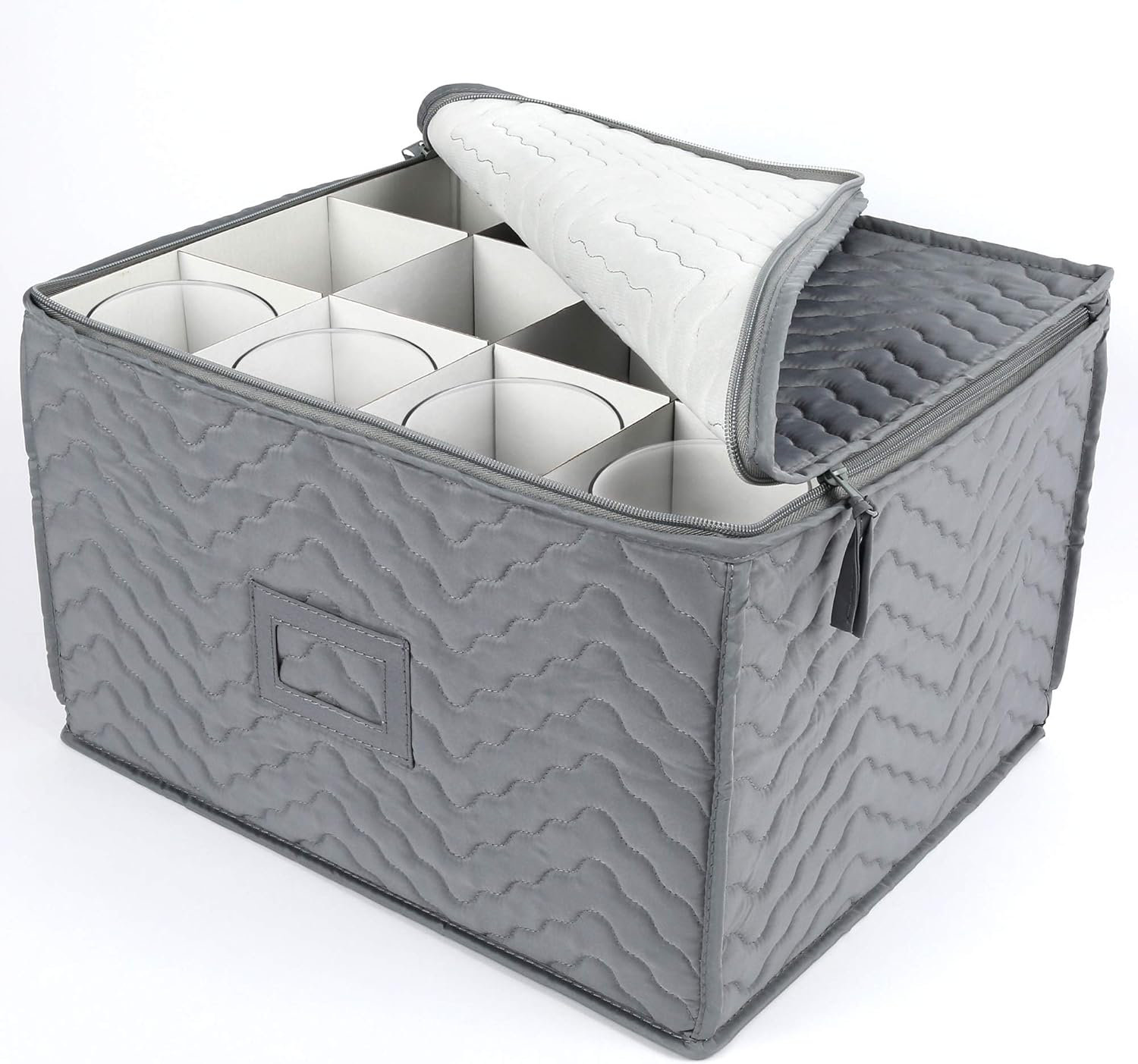 Prep & Savour Stemware Storage Cases, Quilted Glassware Storage With ...