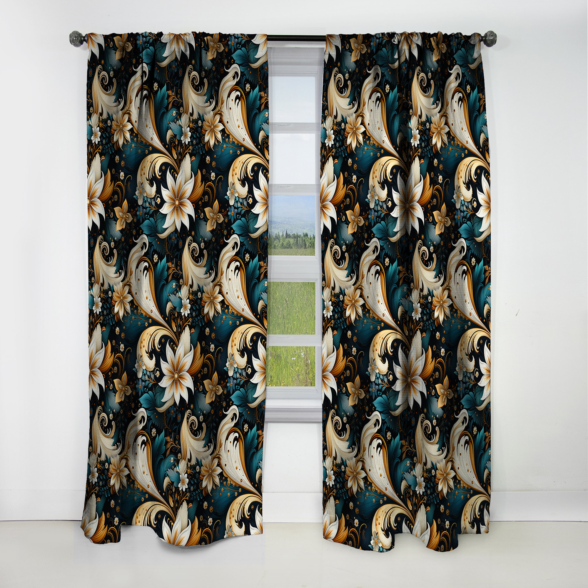 Design Art Bohemian Paisley Earth Tones - Floral Curtain - Blackout ...