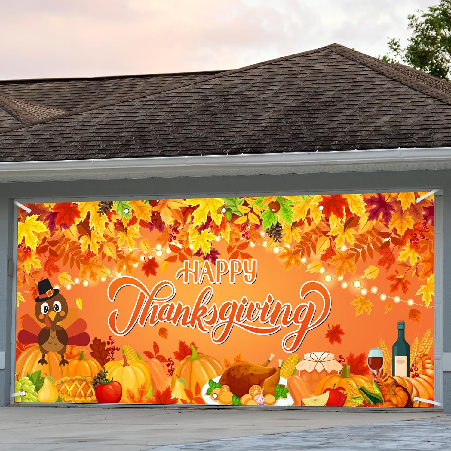 The Holiday Aisle® Fall Garage Door Banner Happy Thanksgiving Garage ...