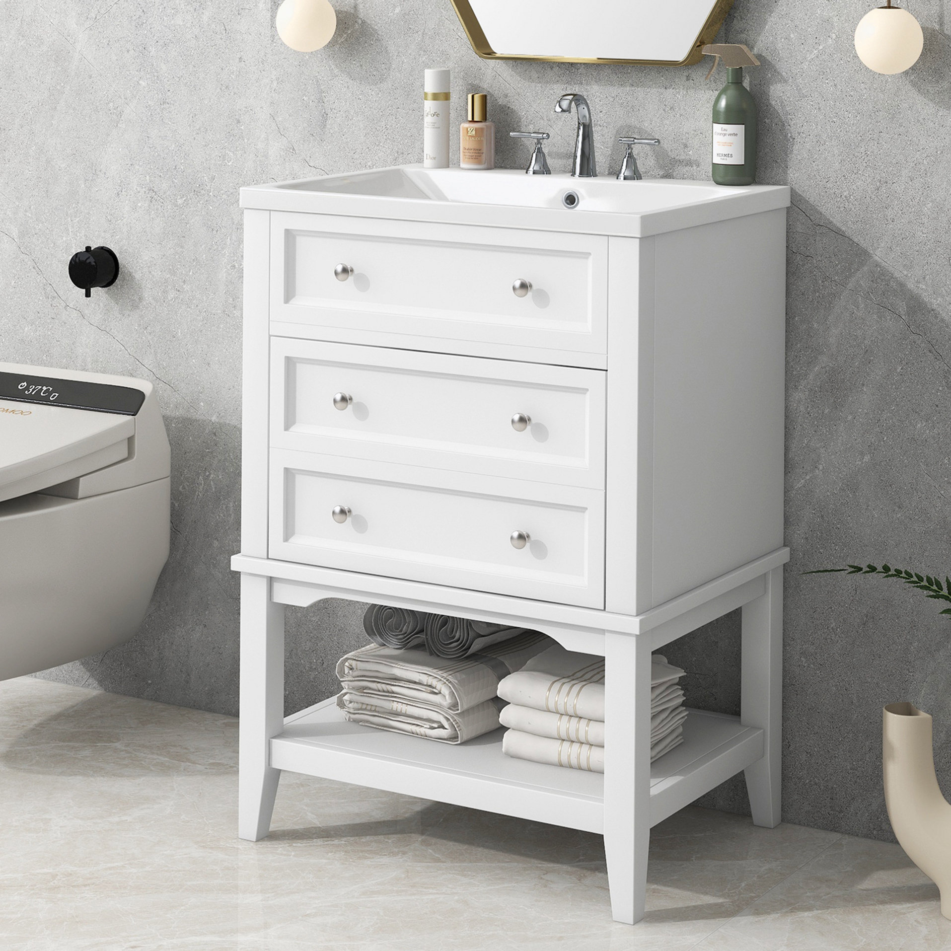 Winston Porter Rathnait 24 Free Standing Single Bathroom Vanity With