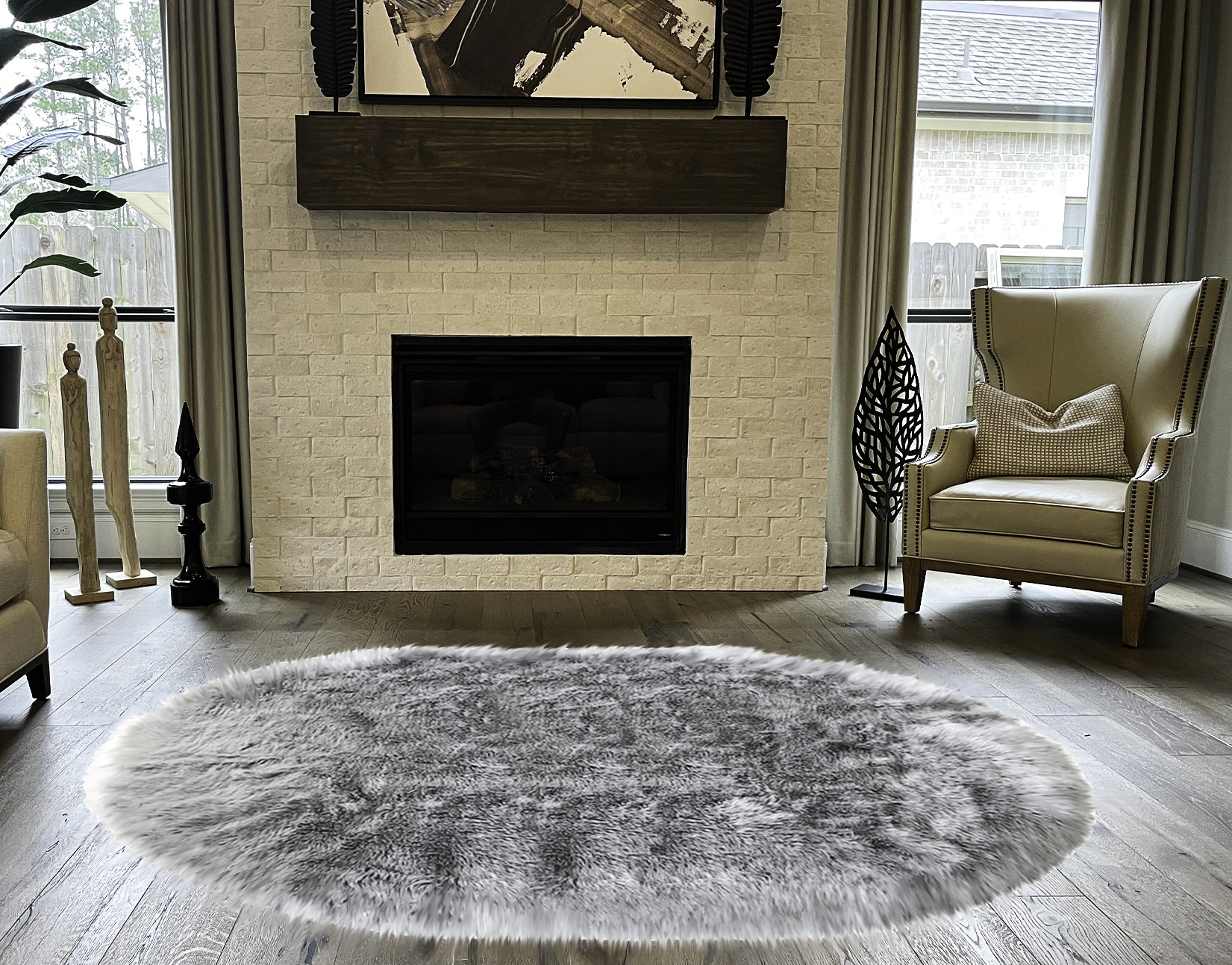 Everly Quinn Mar Vista Solid Color Machine Woven Faux Sheepskin Area ...