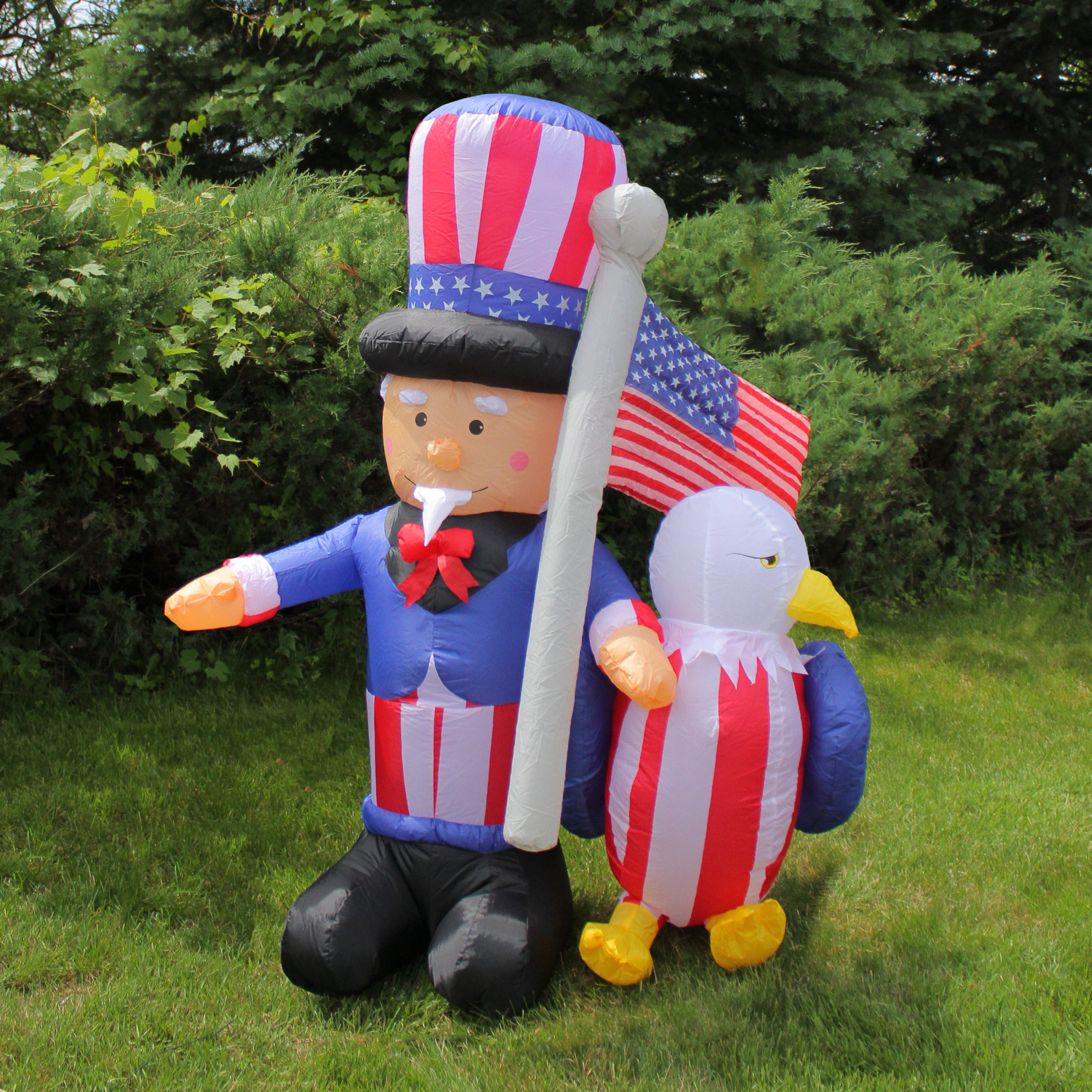 Northlight Seasonal 6' Blue and Red Inflatable Lighted Uncle Sam with ...