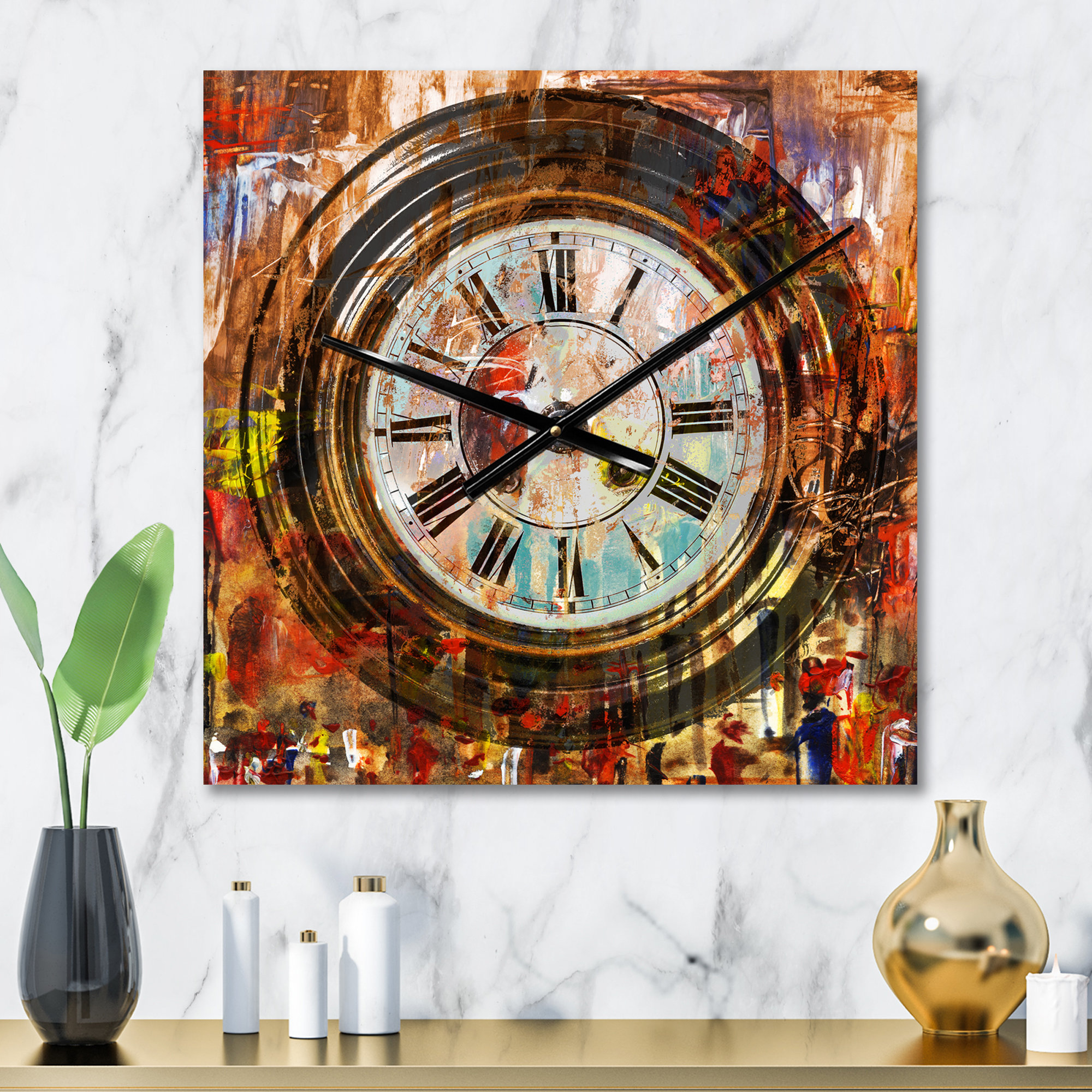 East Urban Home People and Time Acrylic Painting - Industrial Wall ...