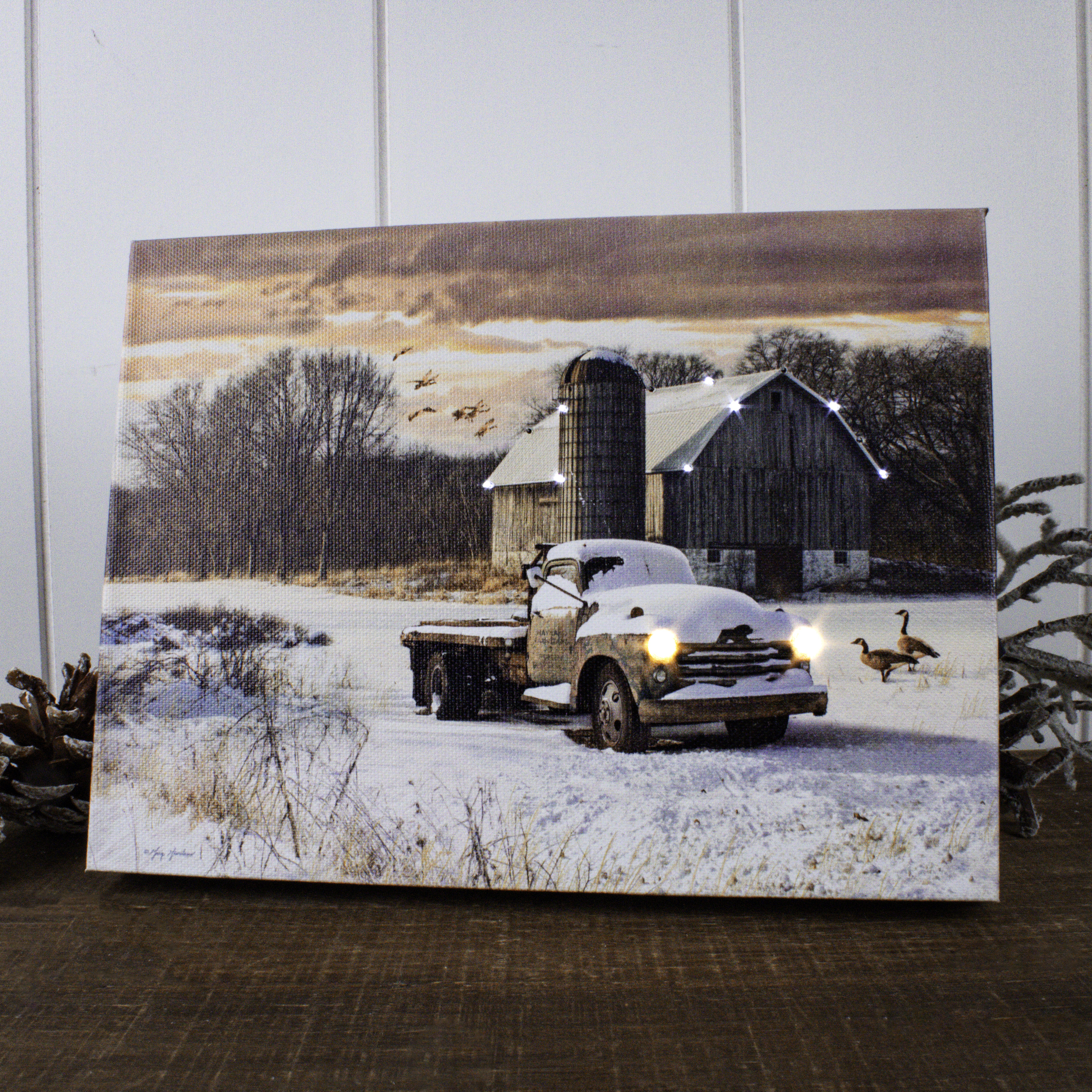 Gracie Oaks Snowy Fields 8x6 Mini Lighted Easel Back Canvas | Wayfair