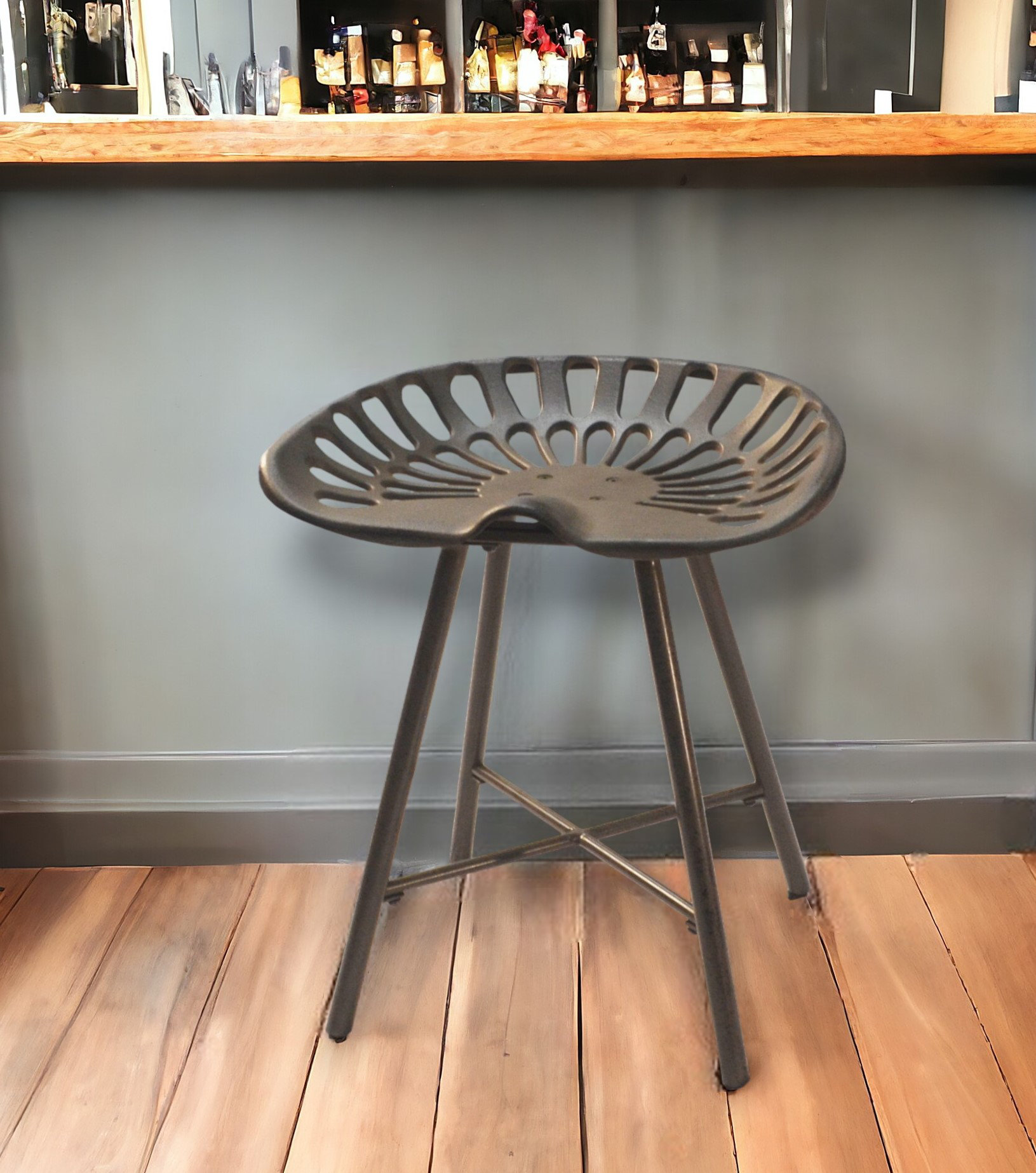 HomeRoots 18" Copper Iron Backless Bar Chair | Wayfair