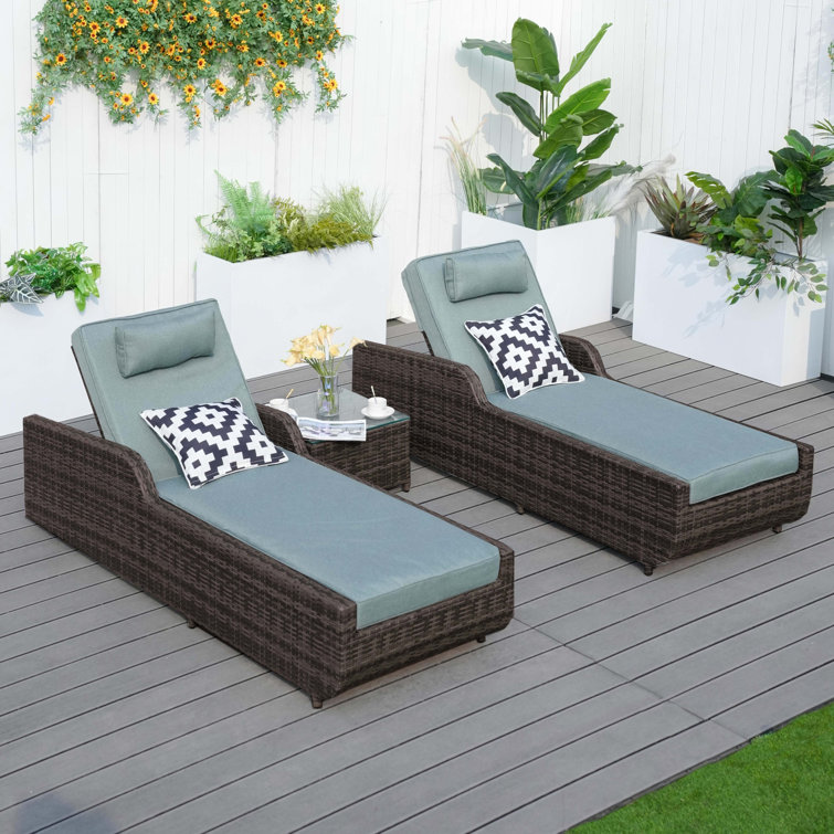 DirectWicker Outdoor Wicker Chaise Lounge Set with Table | Wayfair